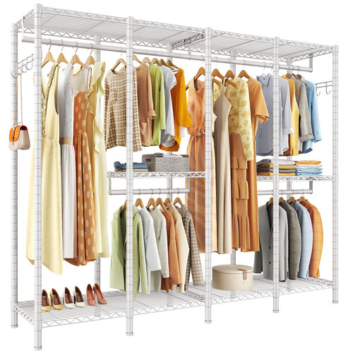 Rebrilliant Mardena 75"H Metal Clothes Rack, Portable Clothes Hanging ...
