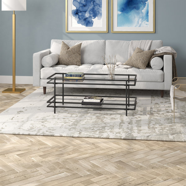 Wade Logan® Robillard 45" Glass And Steel Coffee Table With Shelf ...