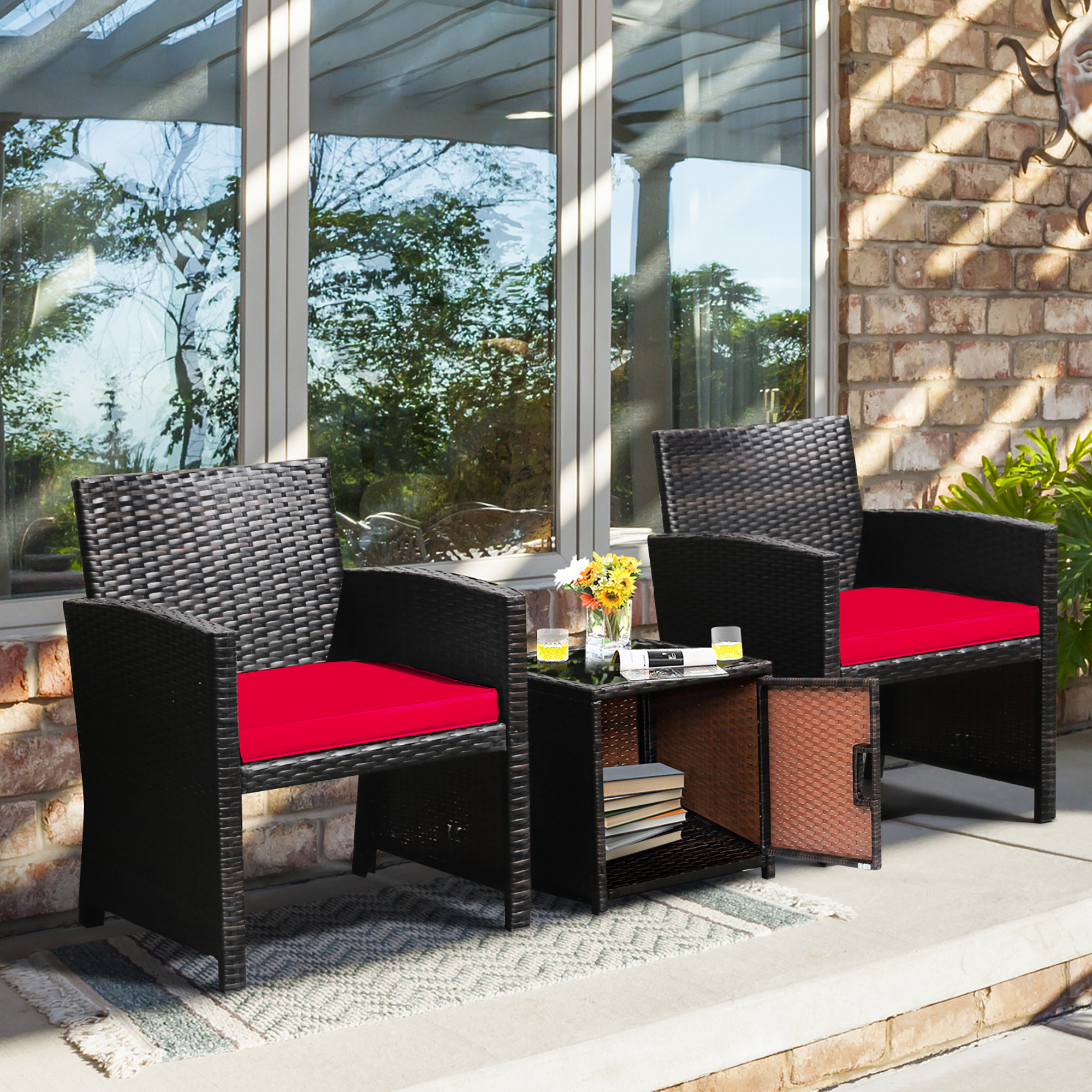 Winston Porter Inas 3 Piece Rattan Seating Group with Cushions | Wayfair