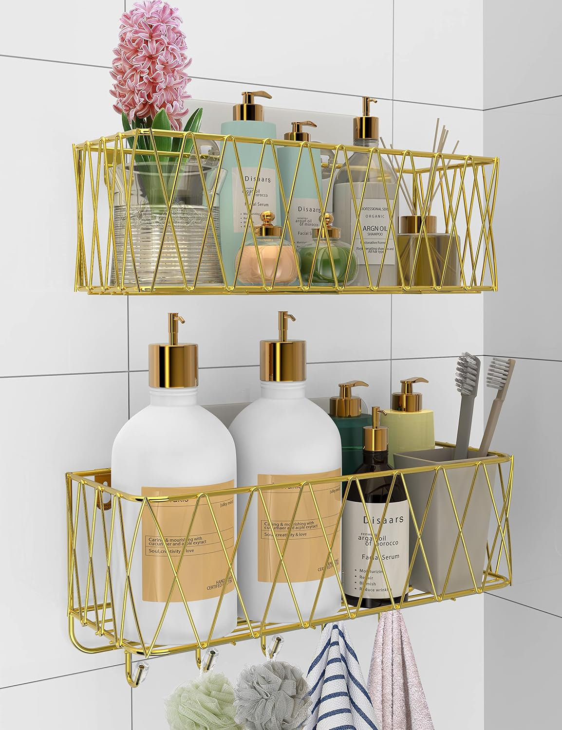 Rebrilliant Adhesive Shower Caddy Basket Shelf, Bathroom Shampoo ...