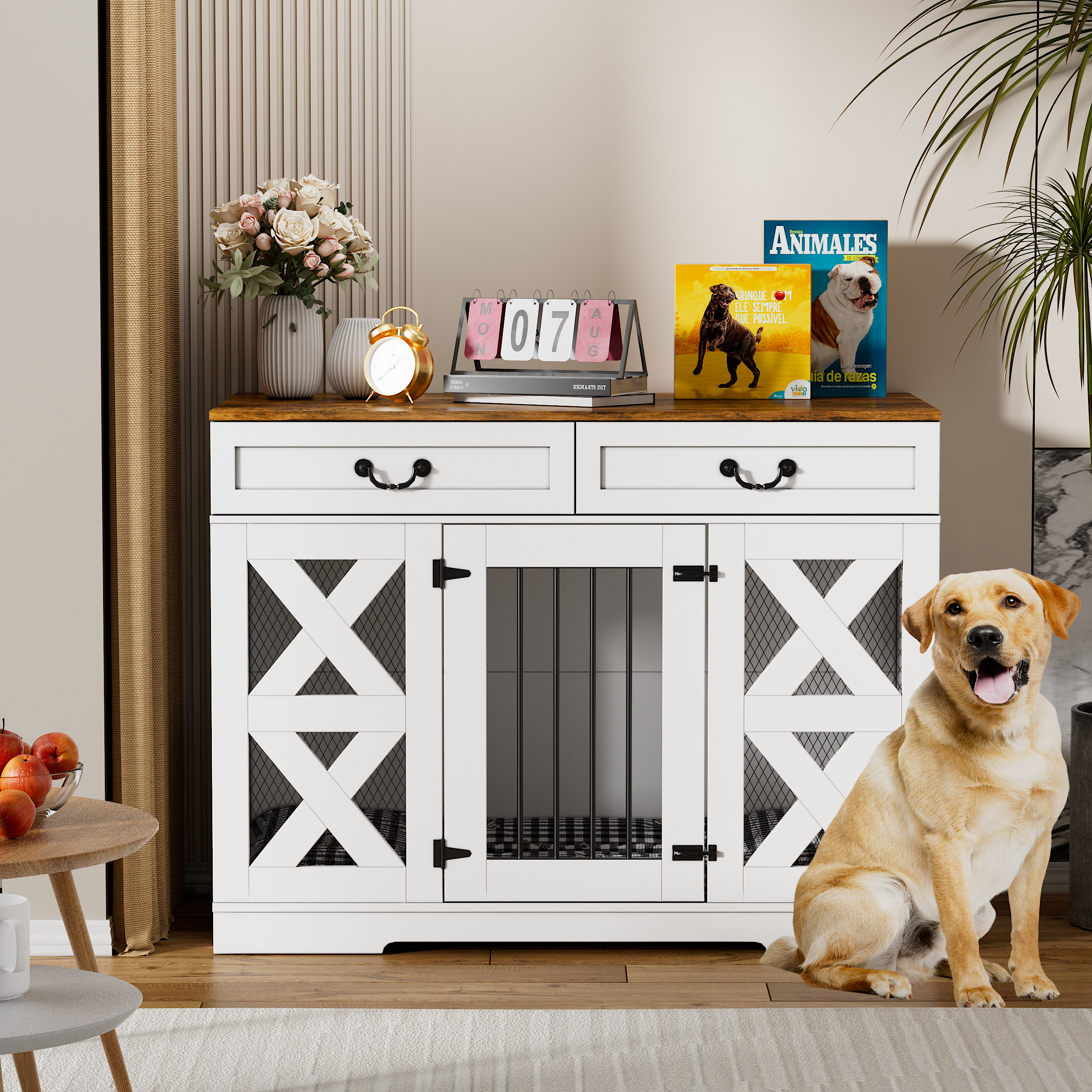 Archie & Oscar™ Dog Crate Furniture - Dog Kennel With Drawers Storage ...