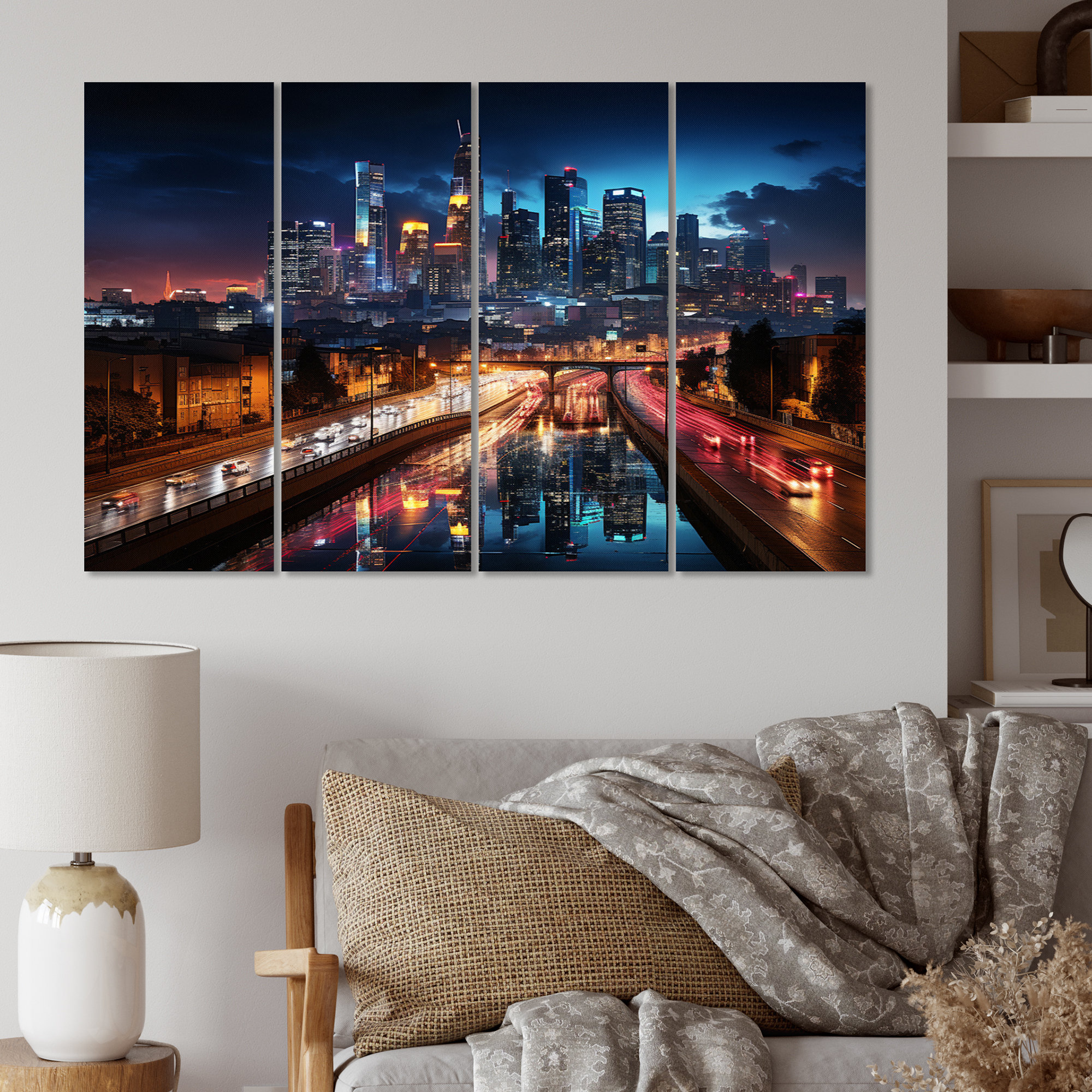 Ebern Designs Scenic Vibrant Cityscape - Cityscapes Canvas Wall Art - 4 ...