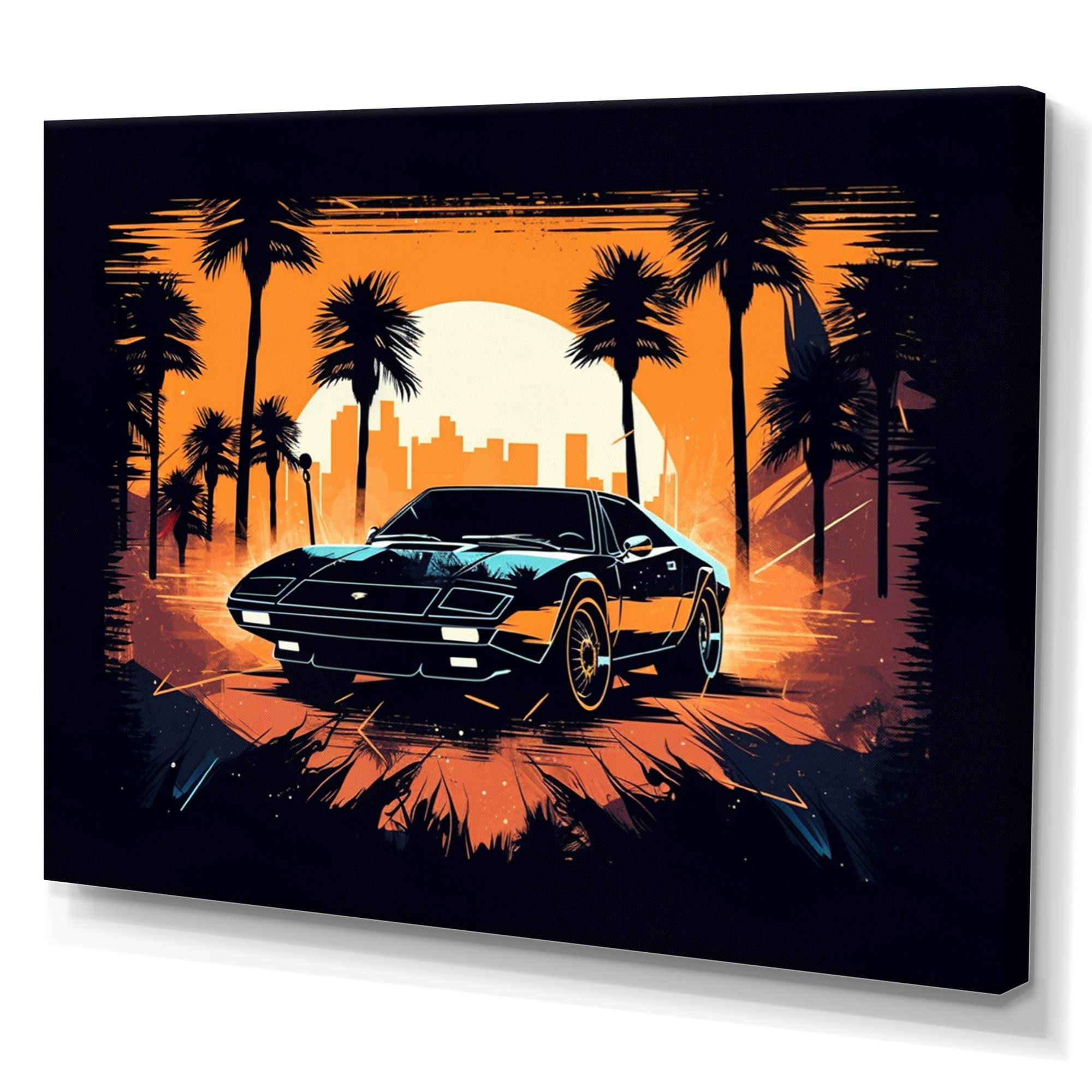 Bay Isle Home™ Lambo Fast Car Sunset On Canvas Print | Wayfair