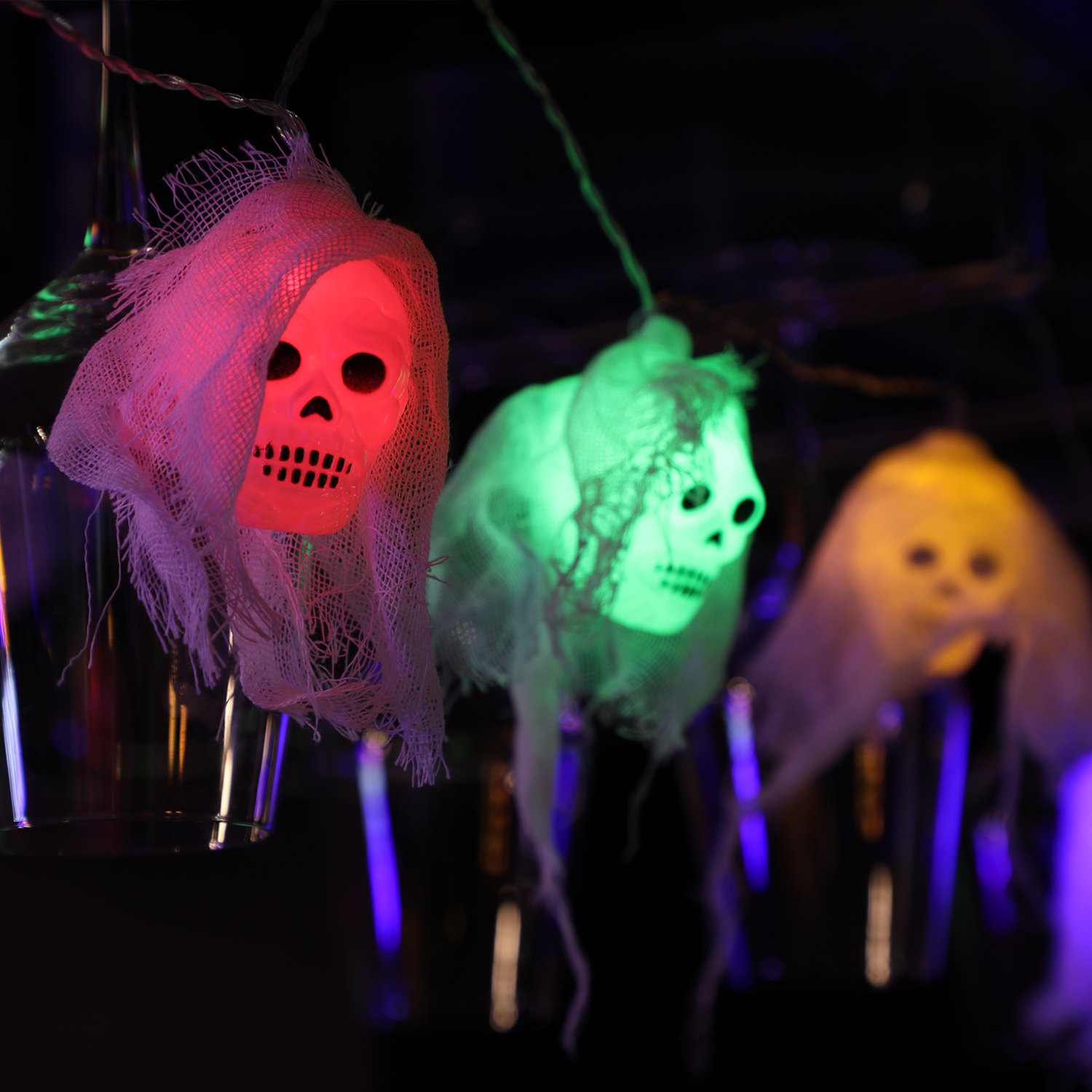 The Holiday Aisle® 1.93'' Halloween Skeleton Skull String Lights ...