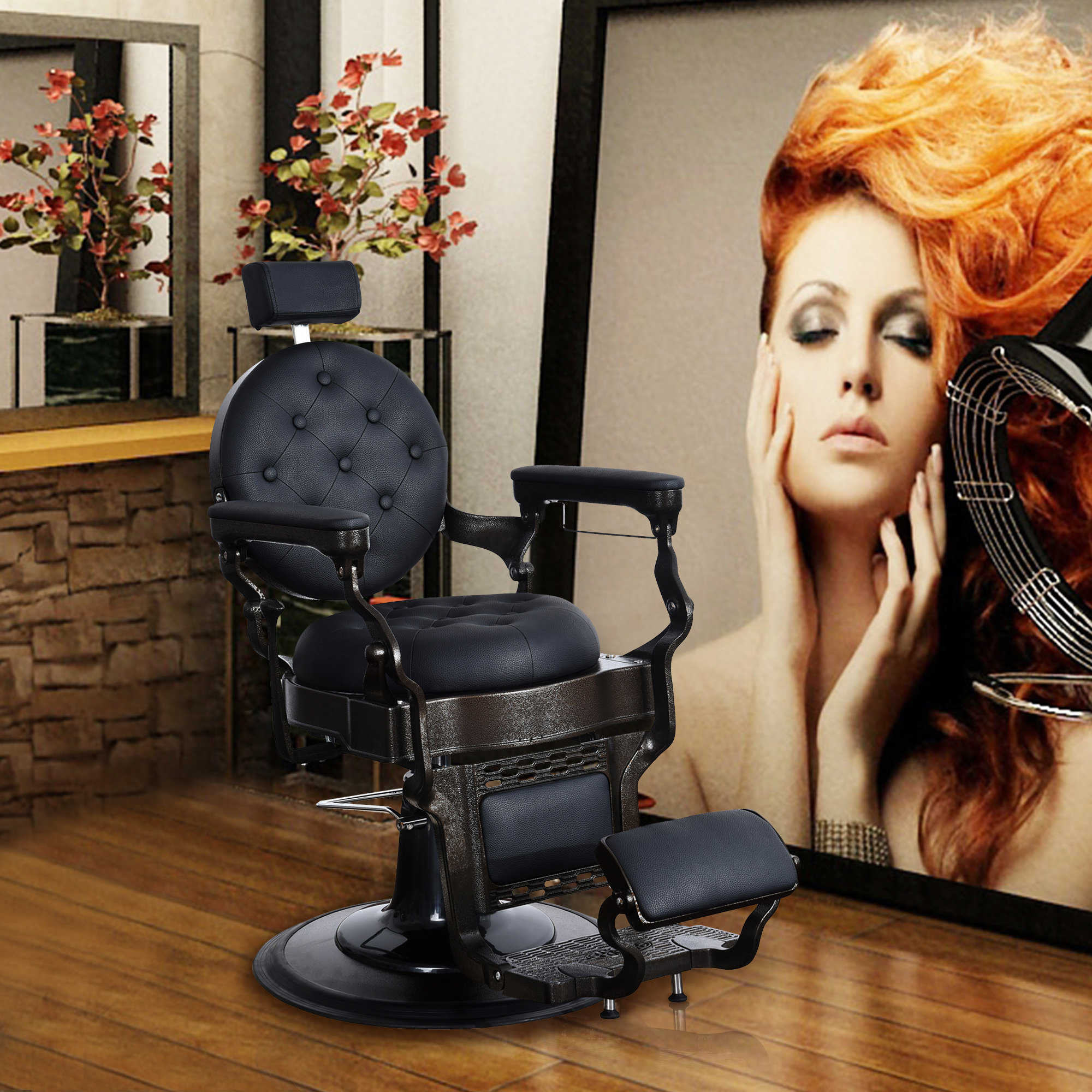 Symple Stuff Heavy Duty Metal Frame Barber Reclining Hydraulic Recline ...