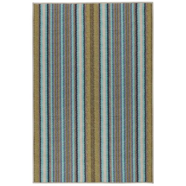 Dash and Albert Rugs Treehouse Stripe Green Machine Washable Rug ...