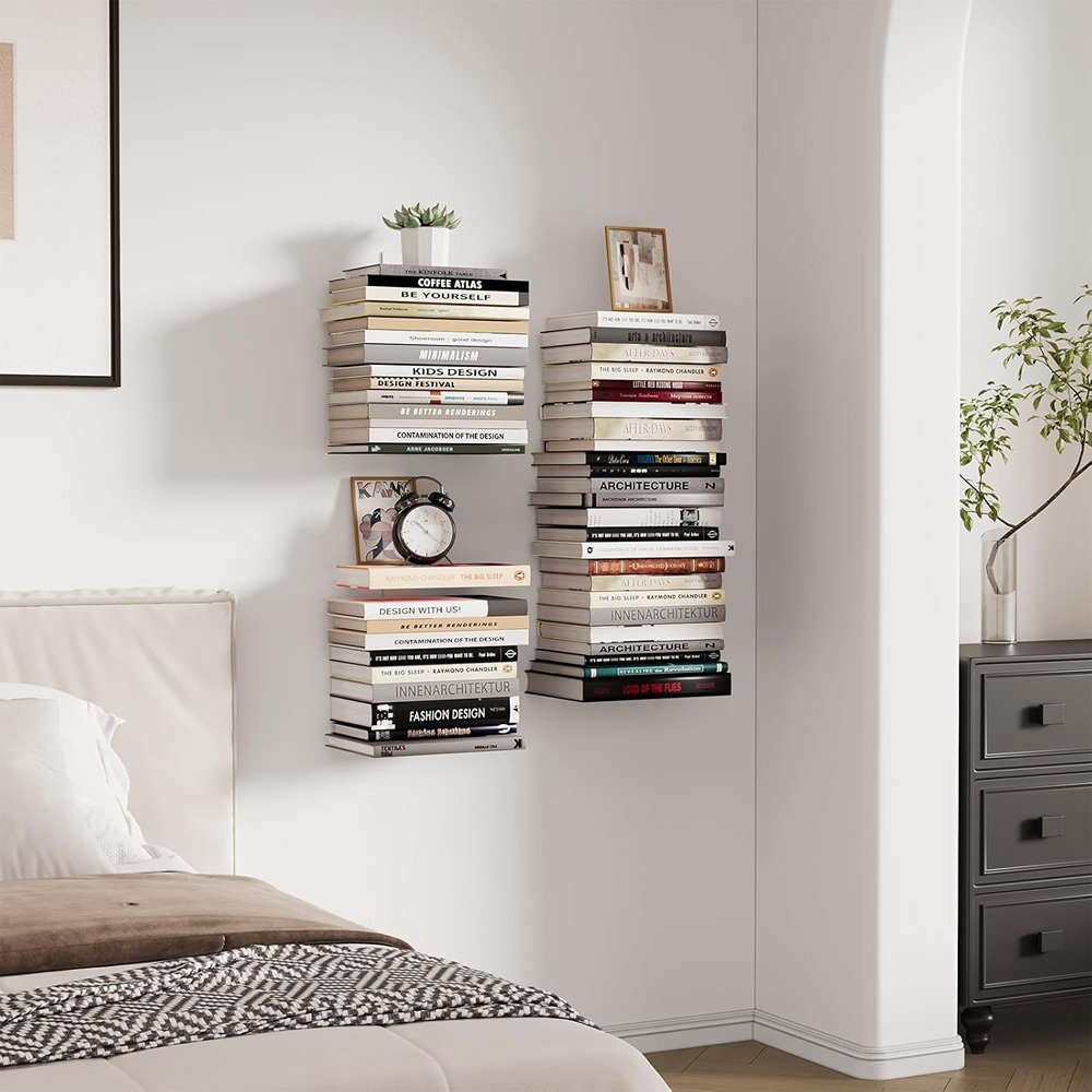 Latitude Run® 6-Tier Floating Book Shelves For Wall, 3-Pack – Invisible ...