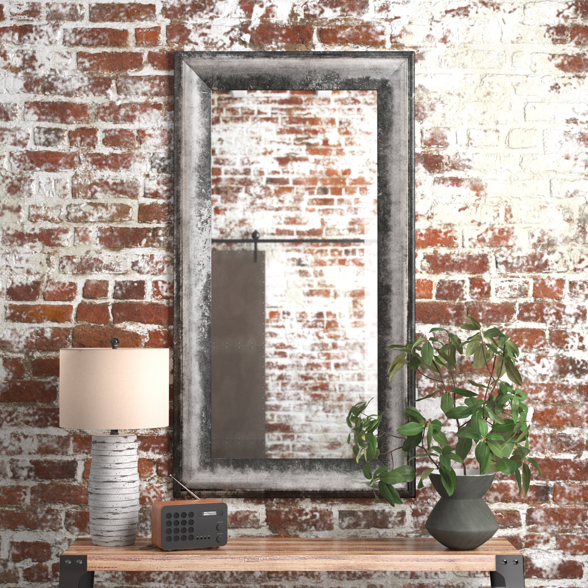 Steelside™ Fraiser Industrial Wall Mirror & Reviews | Wayfair