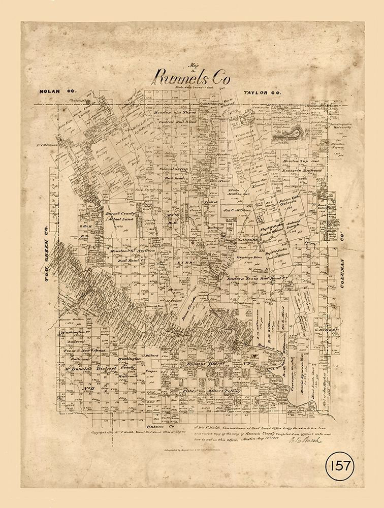 Trinx Runnels County Texas - Walsh 1879 Poster Print By Walsh Walsh (18 ...