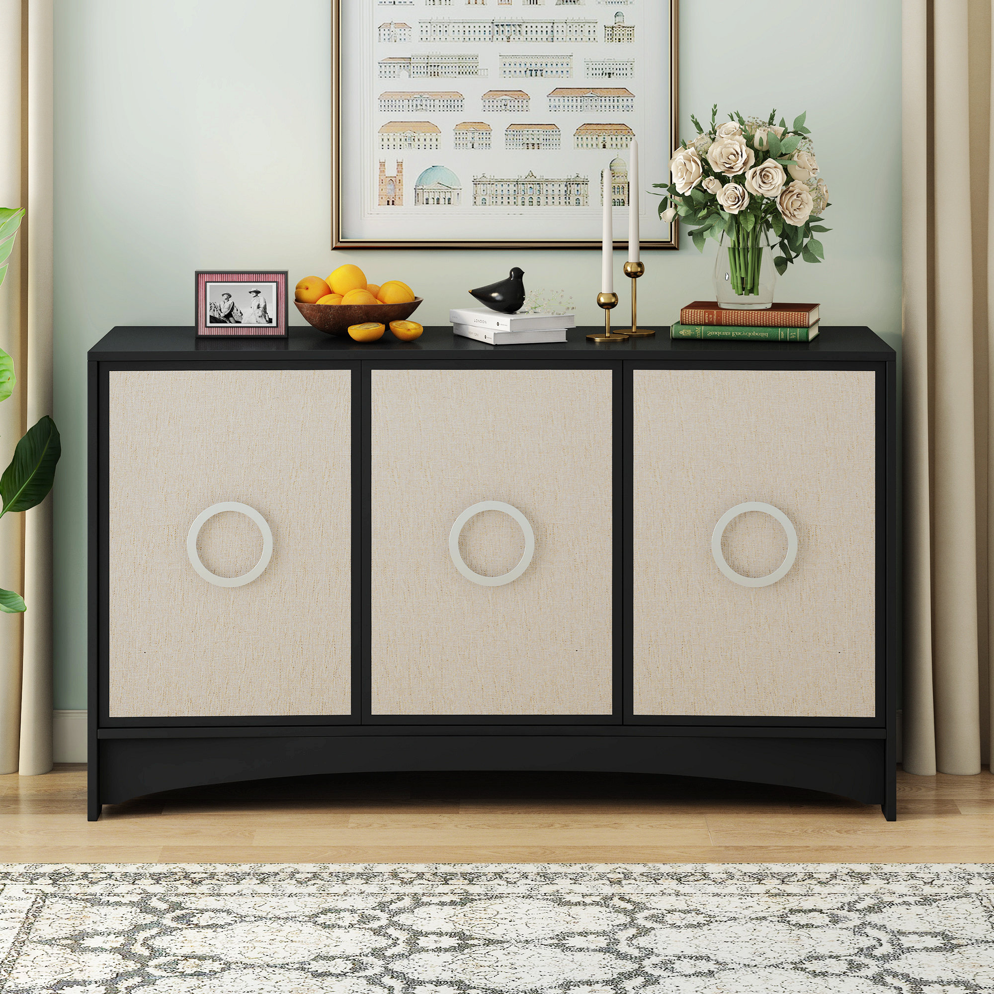 Ophelia & Co. Curved Design Storage Cabinet With Three Doors And ...