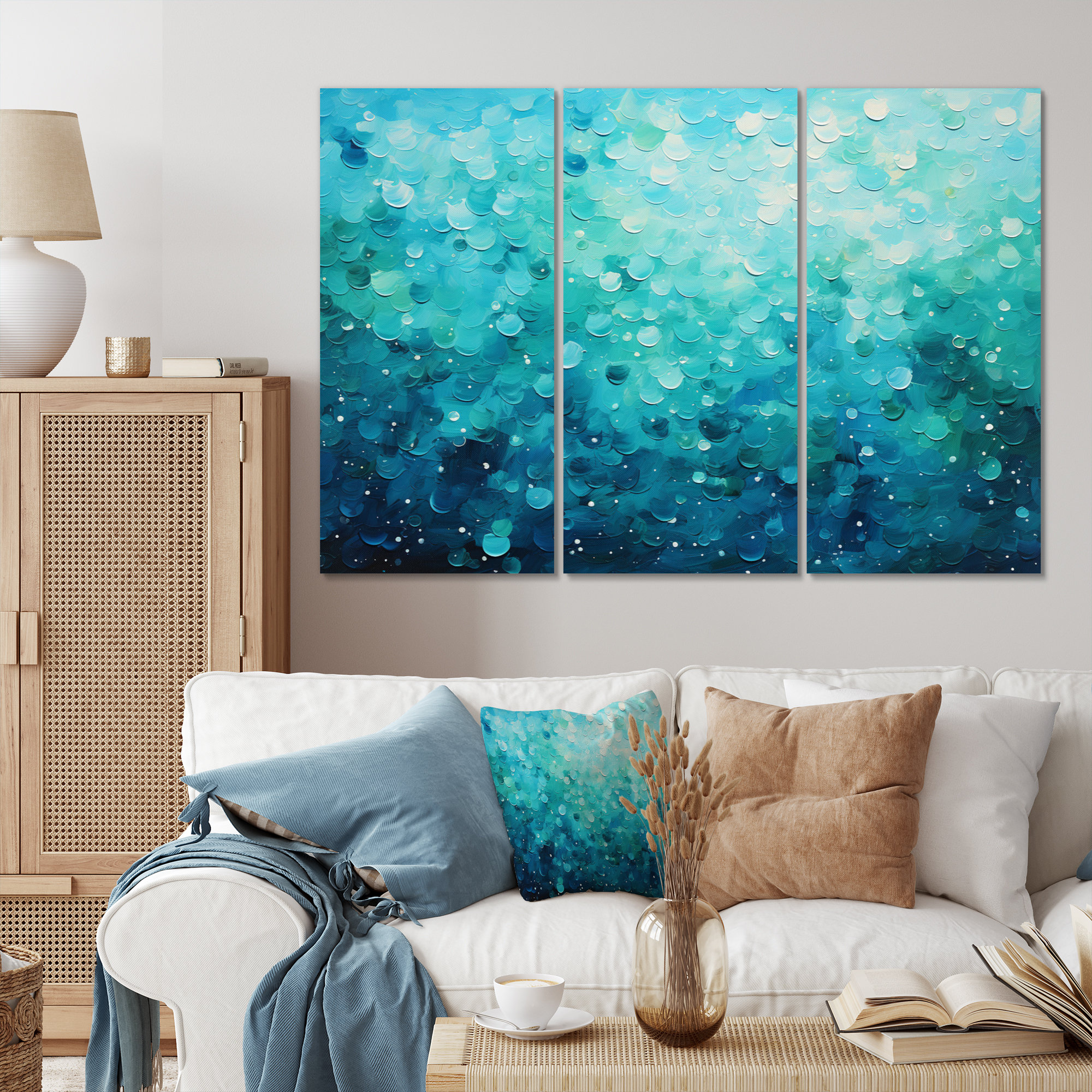 Wrought Studio™ Aqua Lagoon II - Abstract Landscape Canvas Art Print ...