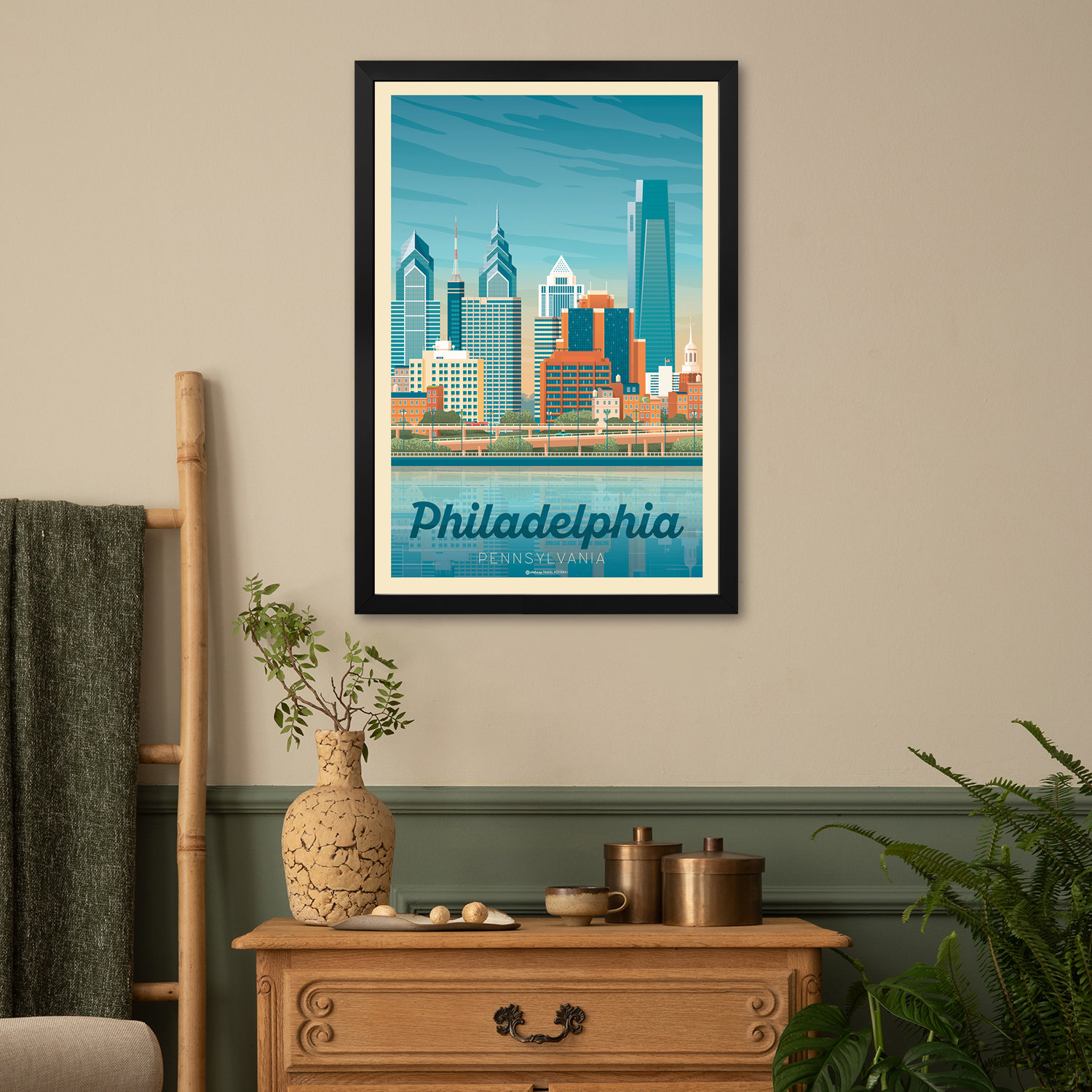 Latitude Run® Philadelphia Pennsylvania Travel Poster Premium Framed ...