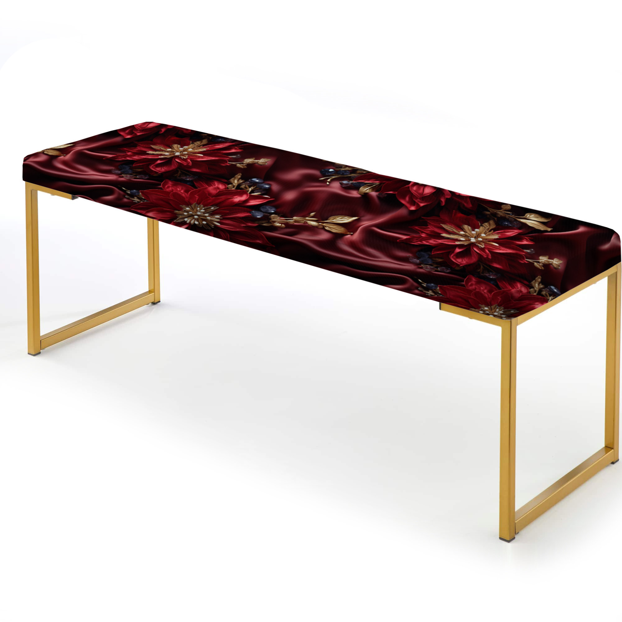 Design Art Opulent Majesty Deep Purple - Damask Upholstered Gold Bench ...