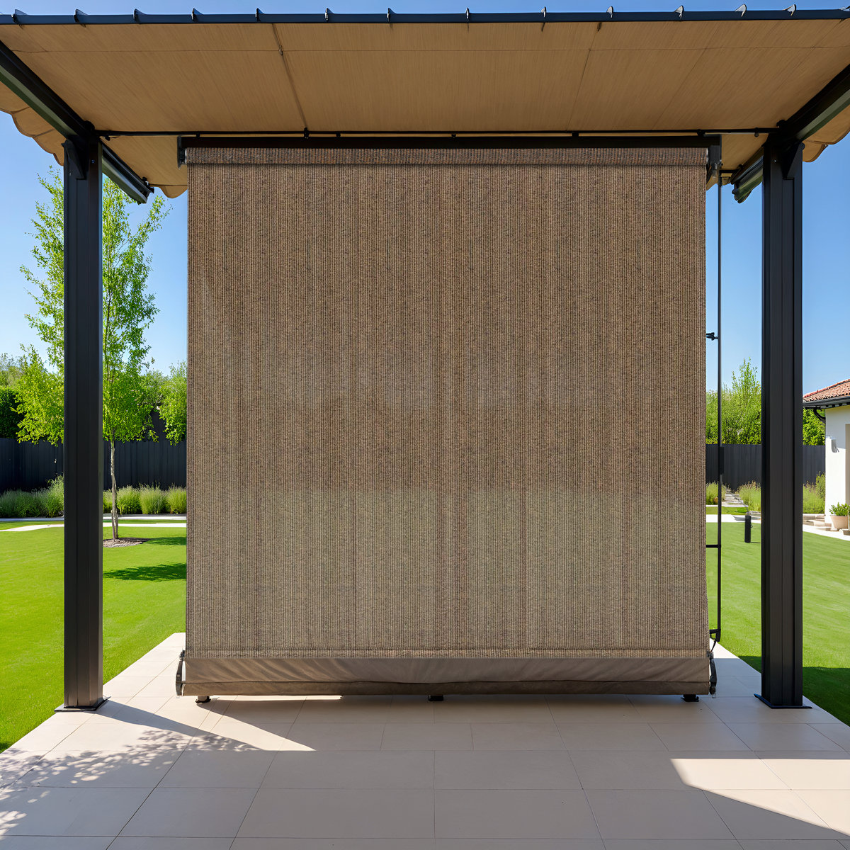 Pirecart Outdoor Roller Sun Shade 8' X 8', Hdpe Shade Cloth, Aluminum ...