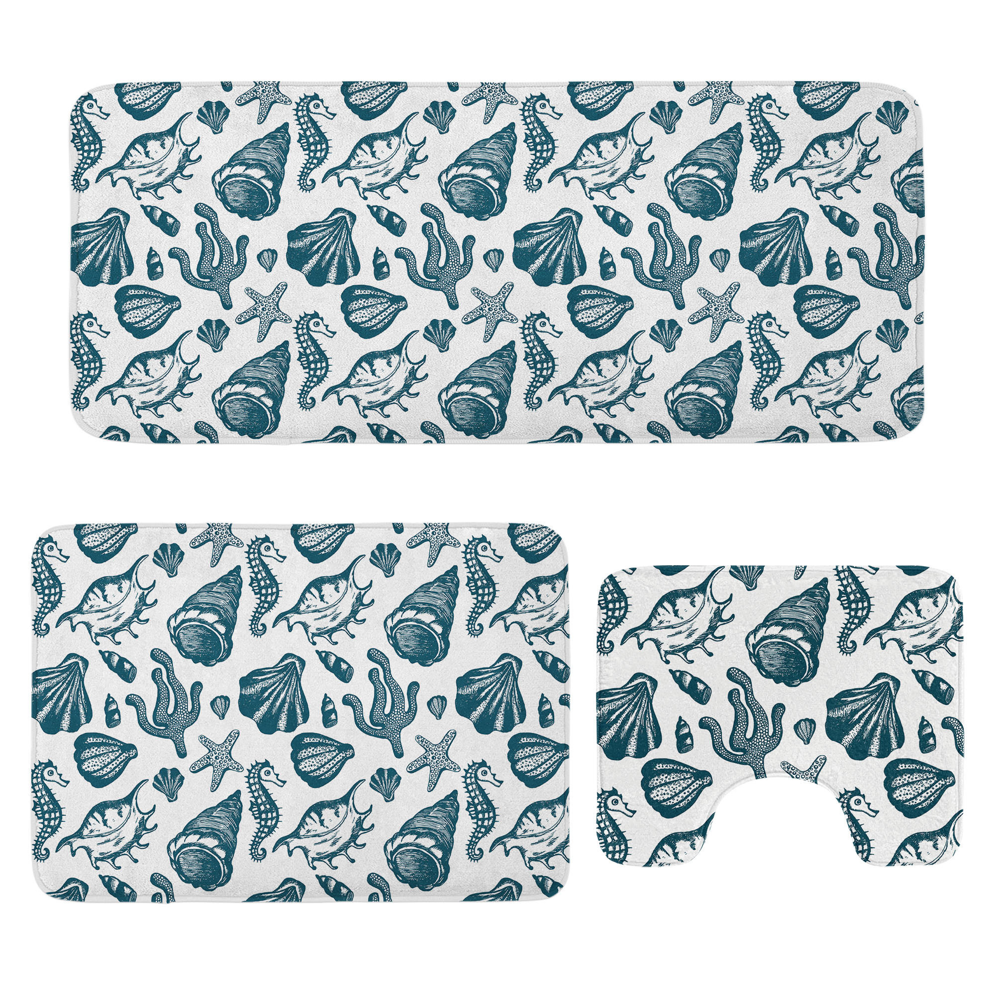 East Urban Home Marine Bathroom Rug Set 3 Pieces U-Shape & Rectangle ...
