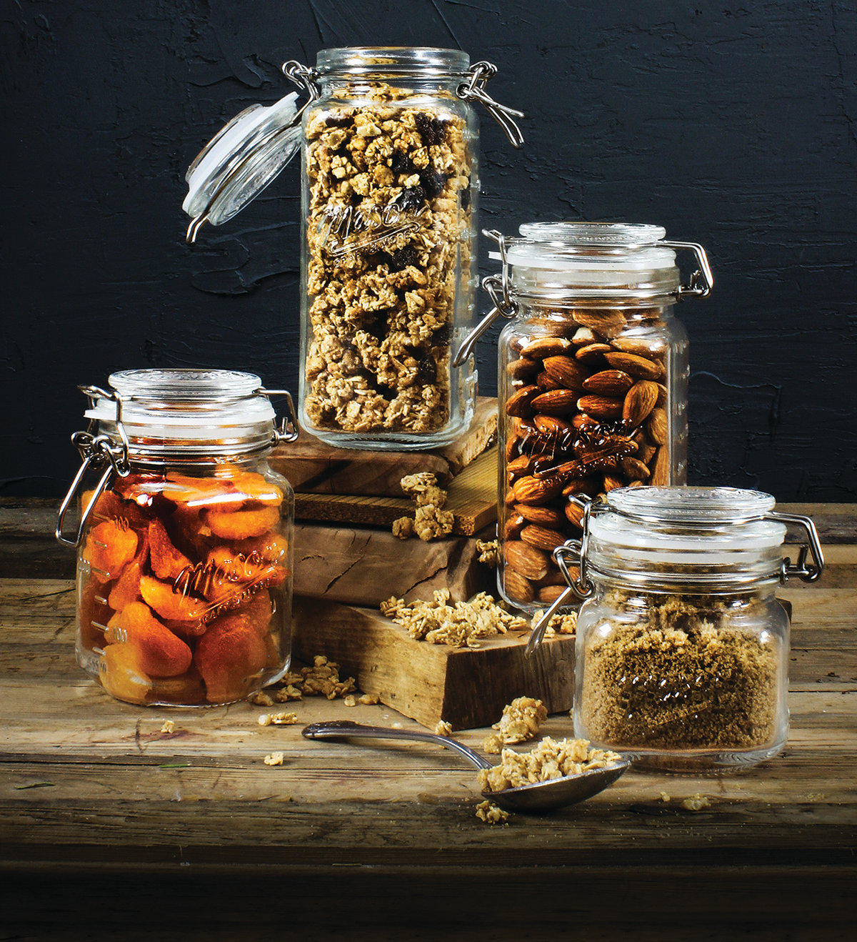 Mason Craft & More Vintage Storage Jars Glass Mini Clamp 4 Piece Jar ...