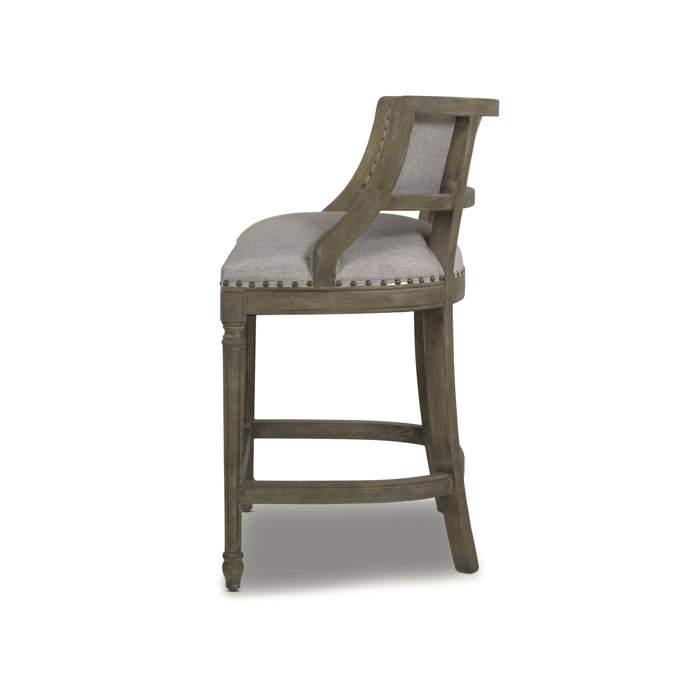 Gracie Oaks Grice Upholstered Counter Stool with Solid Wood Frame ...
