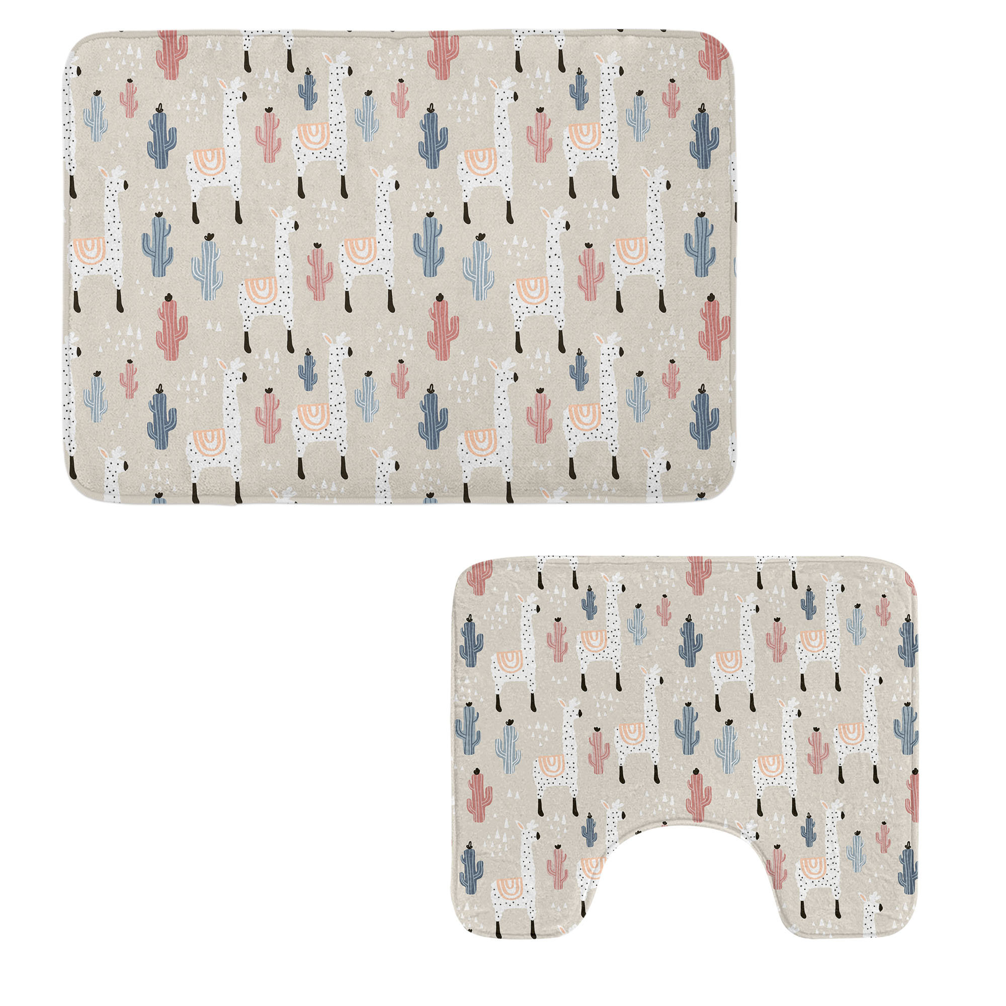 Dakota Fields Llama Bathroom Rug Set 2 Pieces Rectangle & Contour Mats ...