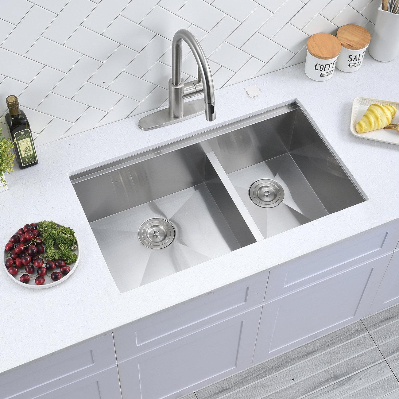 Scamall 32 Stainless Steel Undermount Double Bowl Kitchen Sink | Wayfair