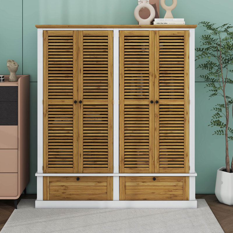 Lark Manor™ 4 Shutter Door Wardrobe Armoire Closet With 2 Drawers | Wayfair