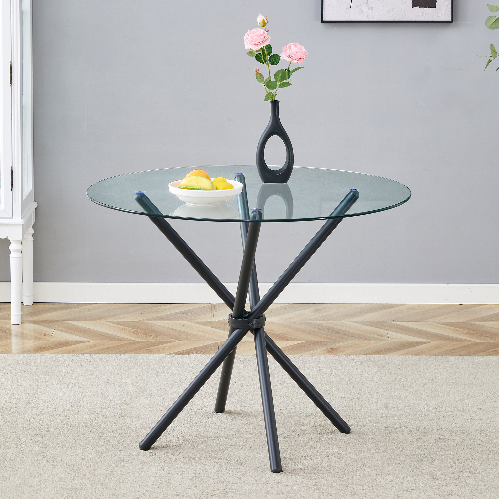 George Oliver circular transparent tempered glass round table - Wayfair ...