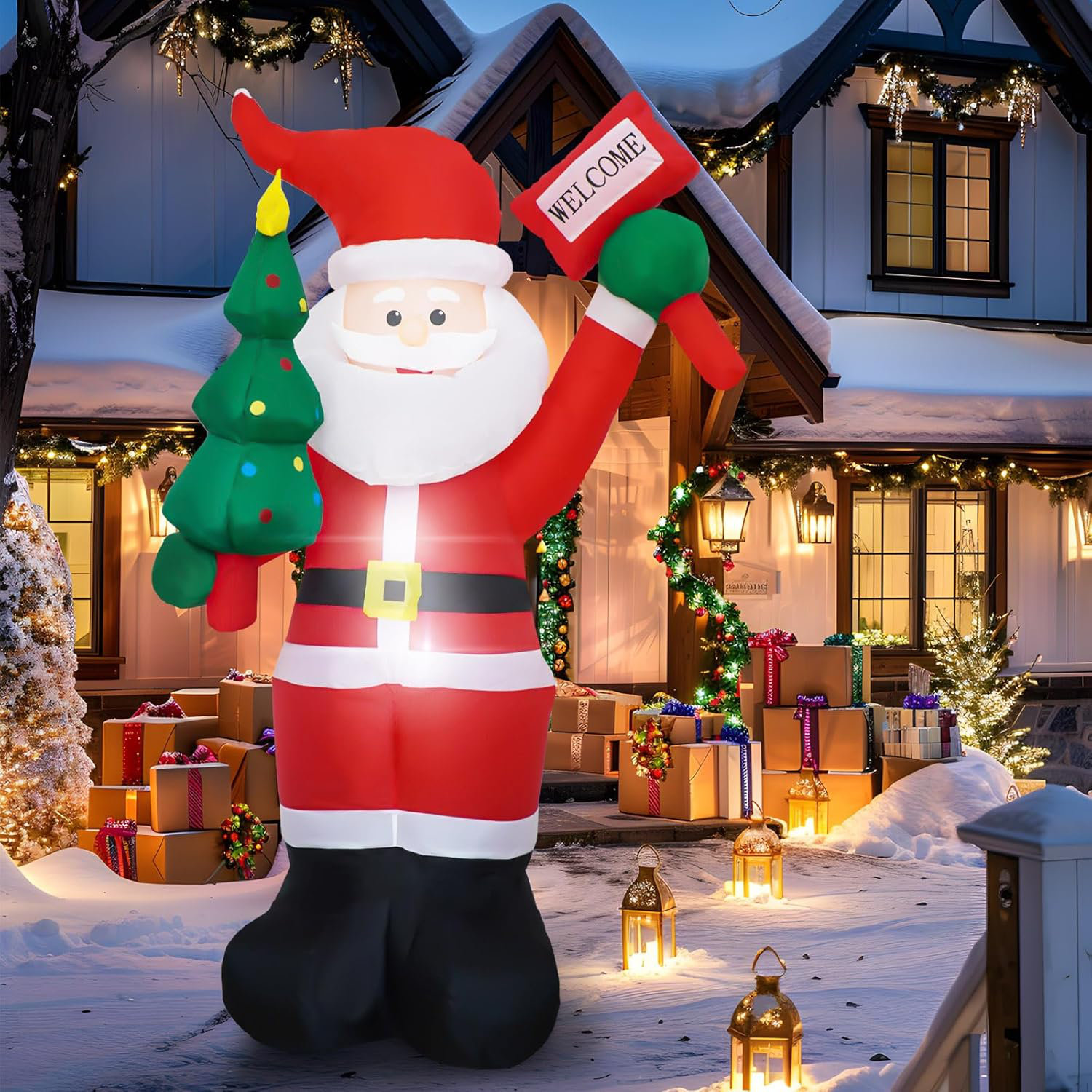 The Holiday Aisle® 6 FT Christmas Inflatable Santa Claus Outdoor ...