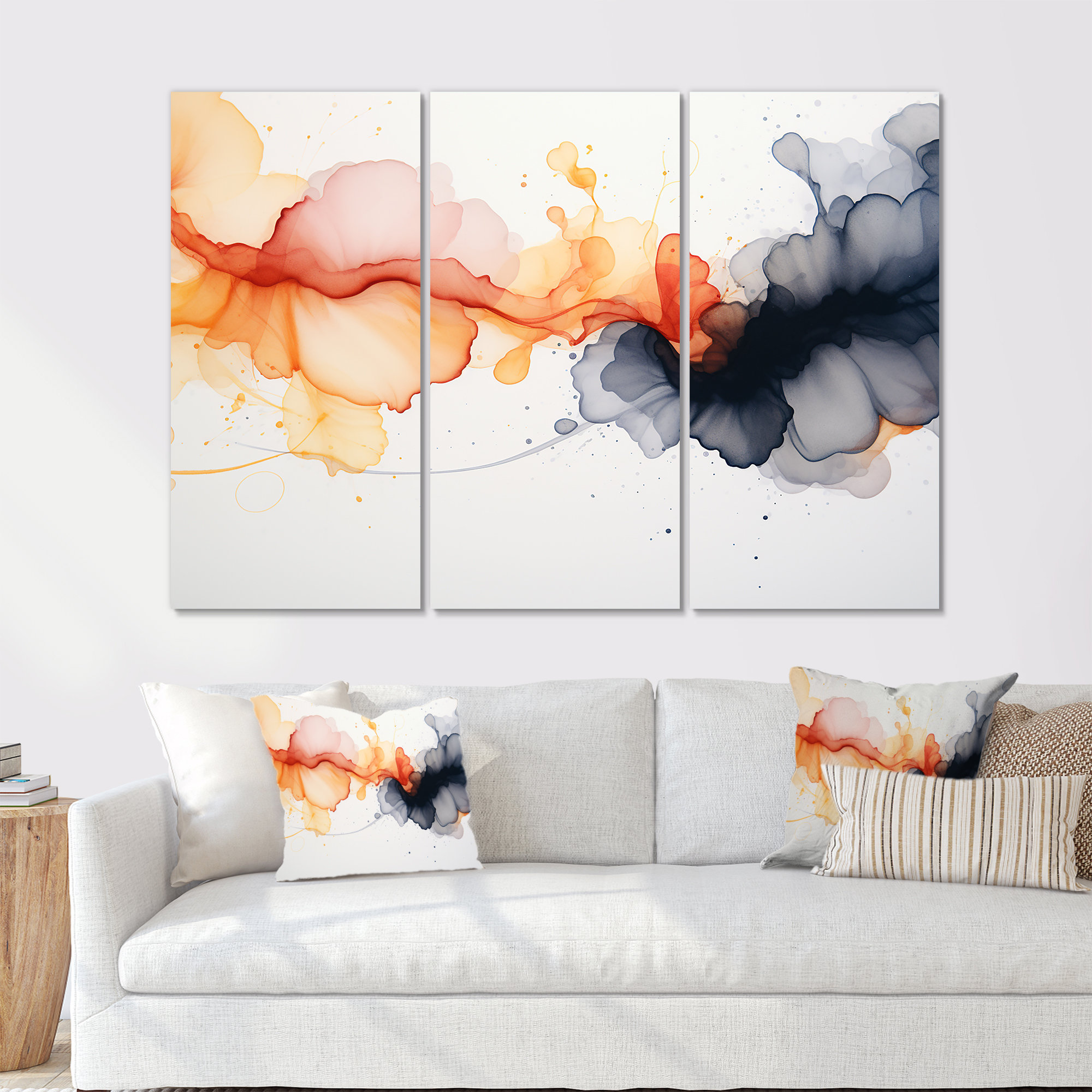 Design Art Ephemeral Red Touching Darkness - Liquid Ink Abstract Wall ...