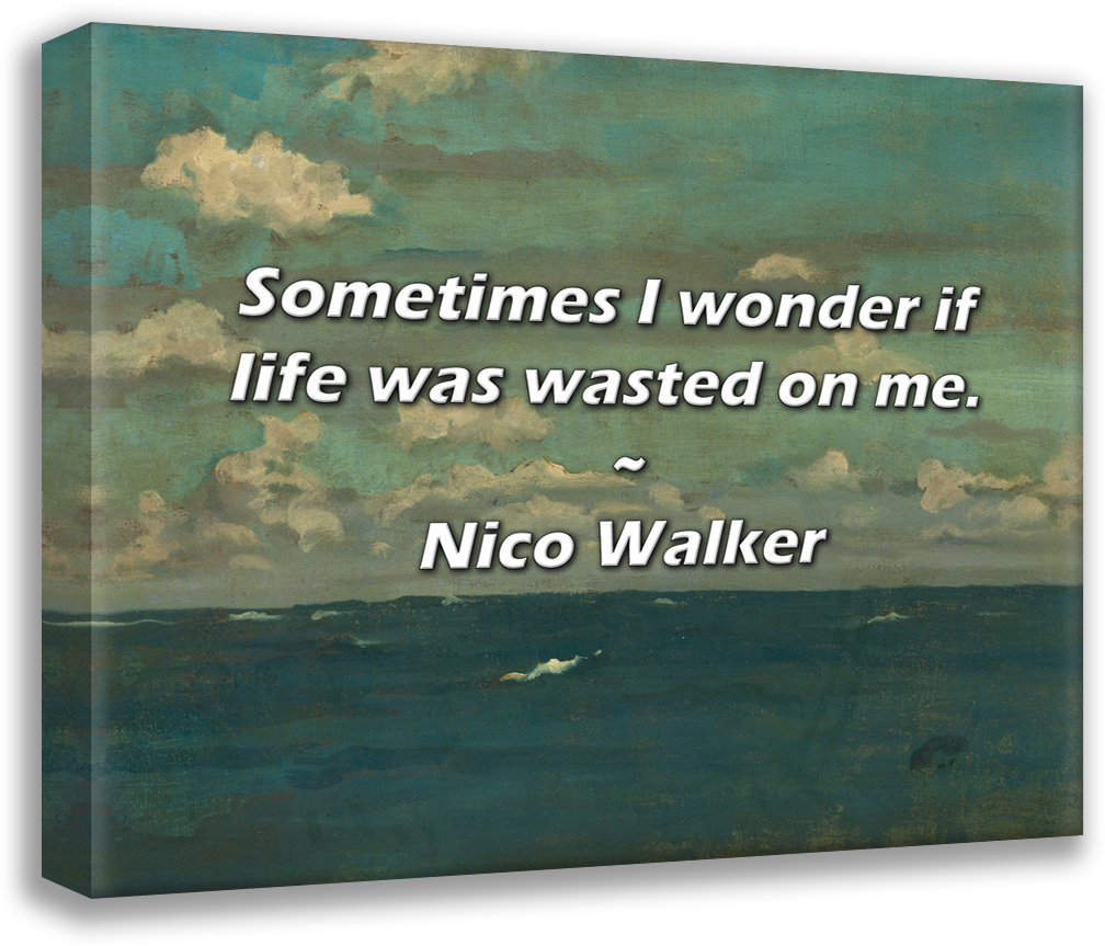 Dovecove Nico Walker Quote: Sometimes I wonder if life was wasted on me ...