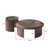 17 Stories Tavola Modern Round Coffee Table Set Glass And Wood | Wayfair