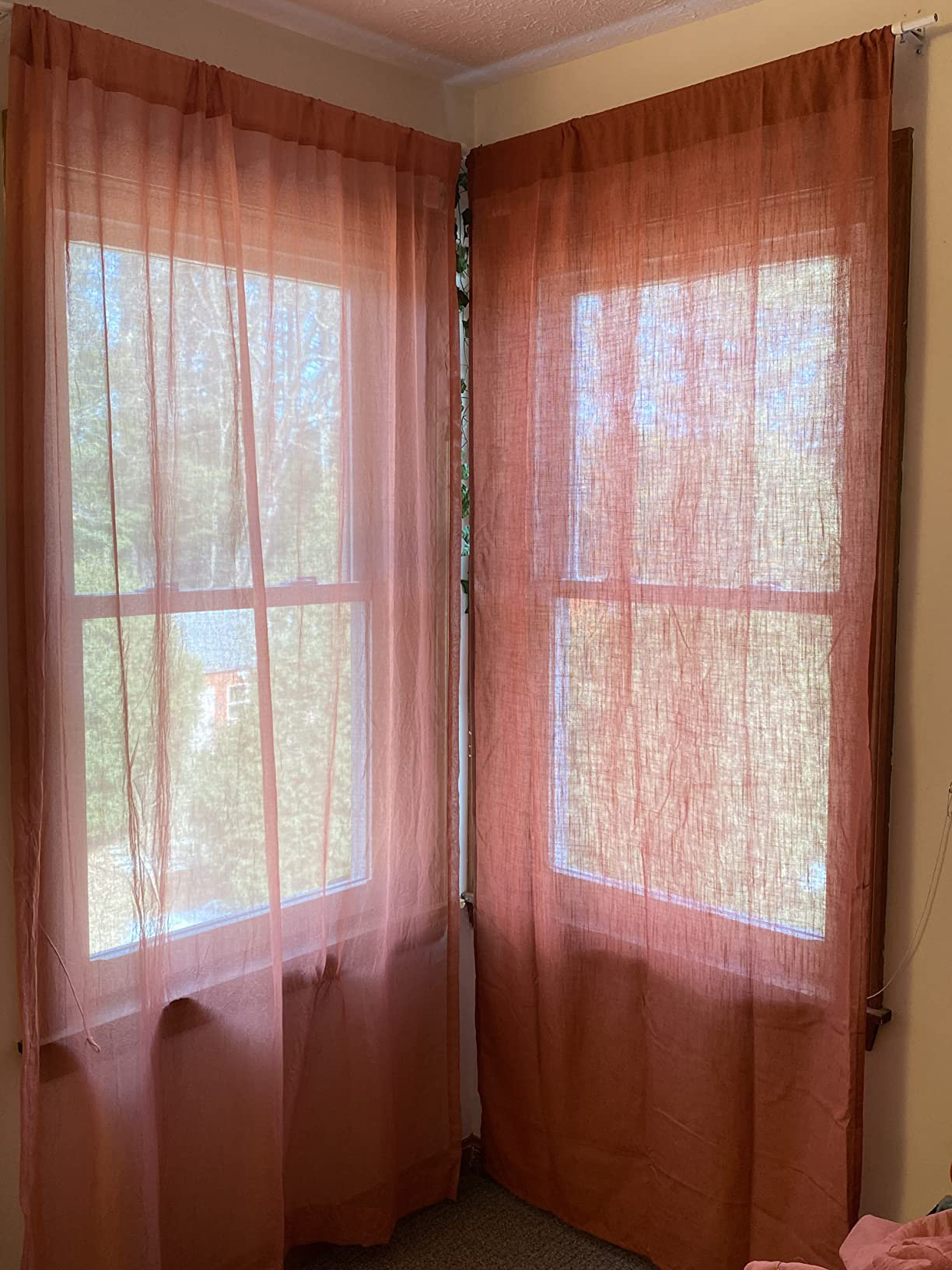Hokku Designs Terracotta Curtains,Rod Pocket Linen Drapes Light ...