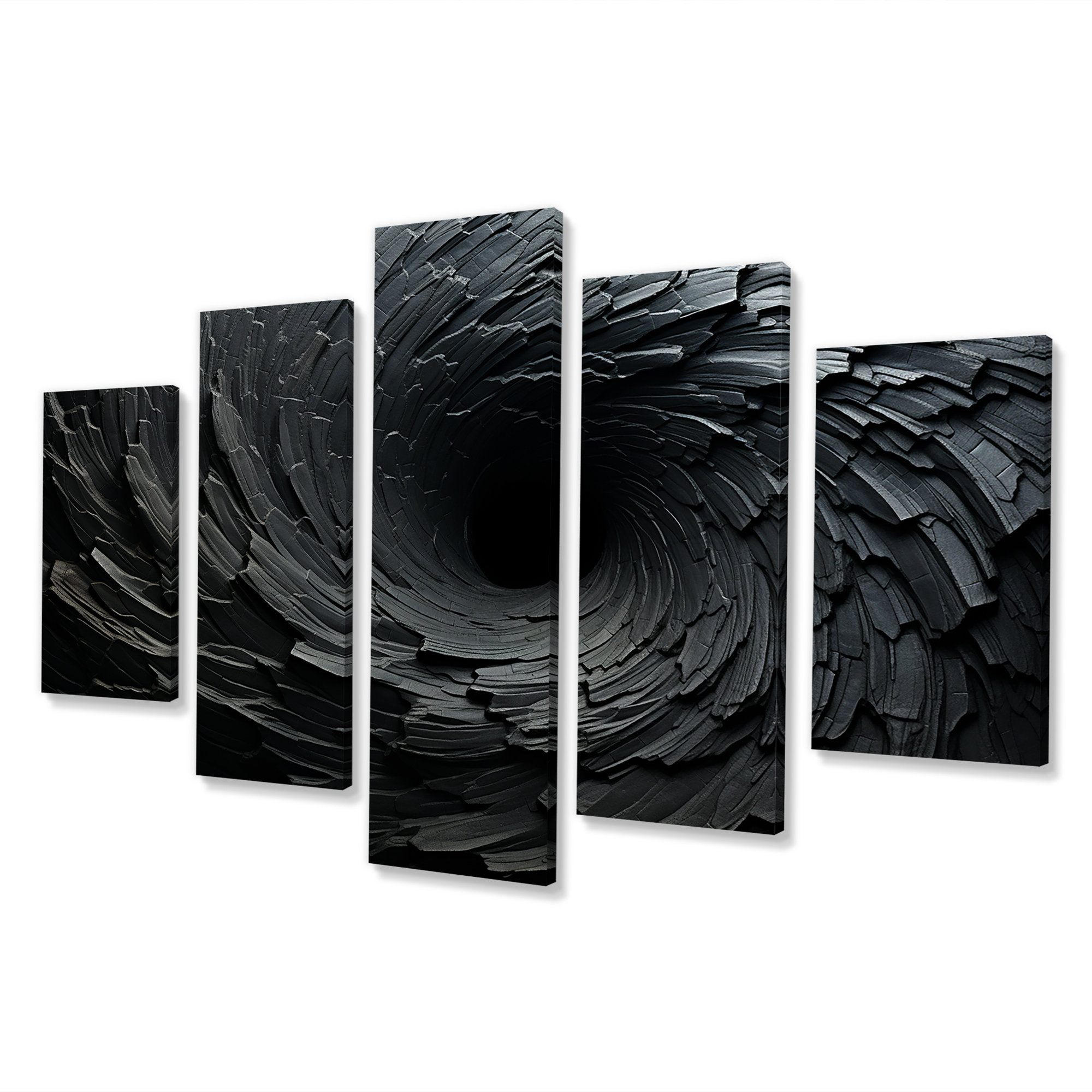 Ivy Bronx 'Black Spiraling Fractal Sprial - Abstract Spirals Multipanel ...