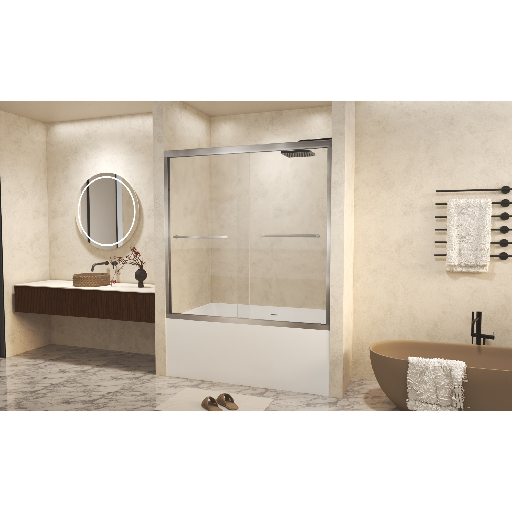 CANJUN Shatterproof Tempered Glass Aluminum Frame Modern Shower Door ...