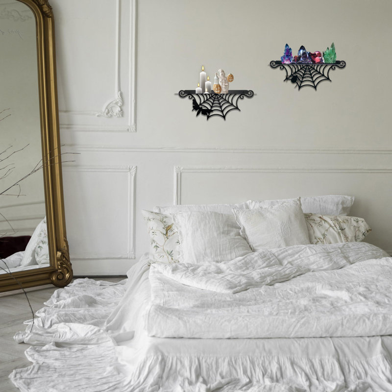 The Holiday Aisle® 2PC Gothic Metal Spiderweb Shelves | Wayfair