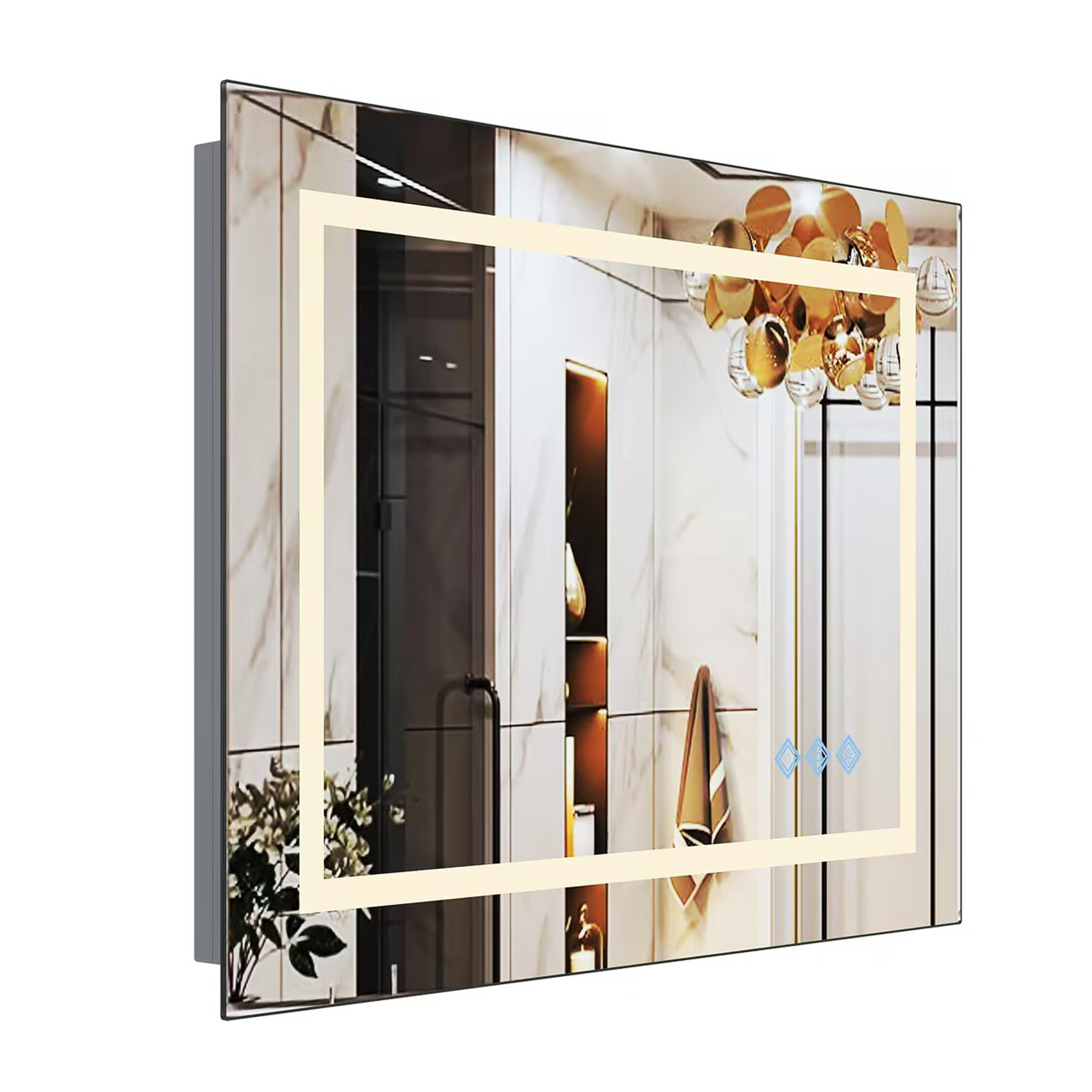 Ivy Bronx 48X36inch LED Bathroom Mirror,3000-6000K Gradient Front And ...
