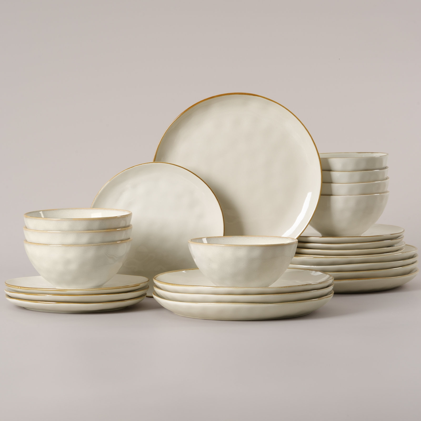 Famiware 24-Piece Dinnerware Sets, Stoneware Dish Set (Set of 8 ...