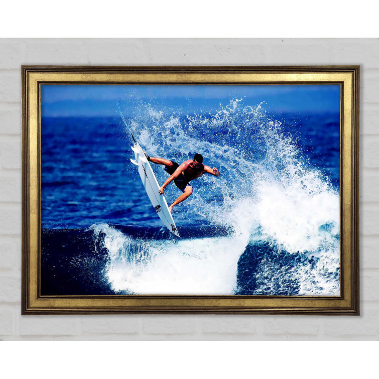 Highland Dunes Surfer Jumping The Wave Framed Print | Wayfair.co.uk