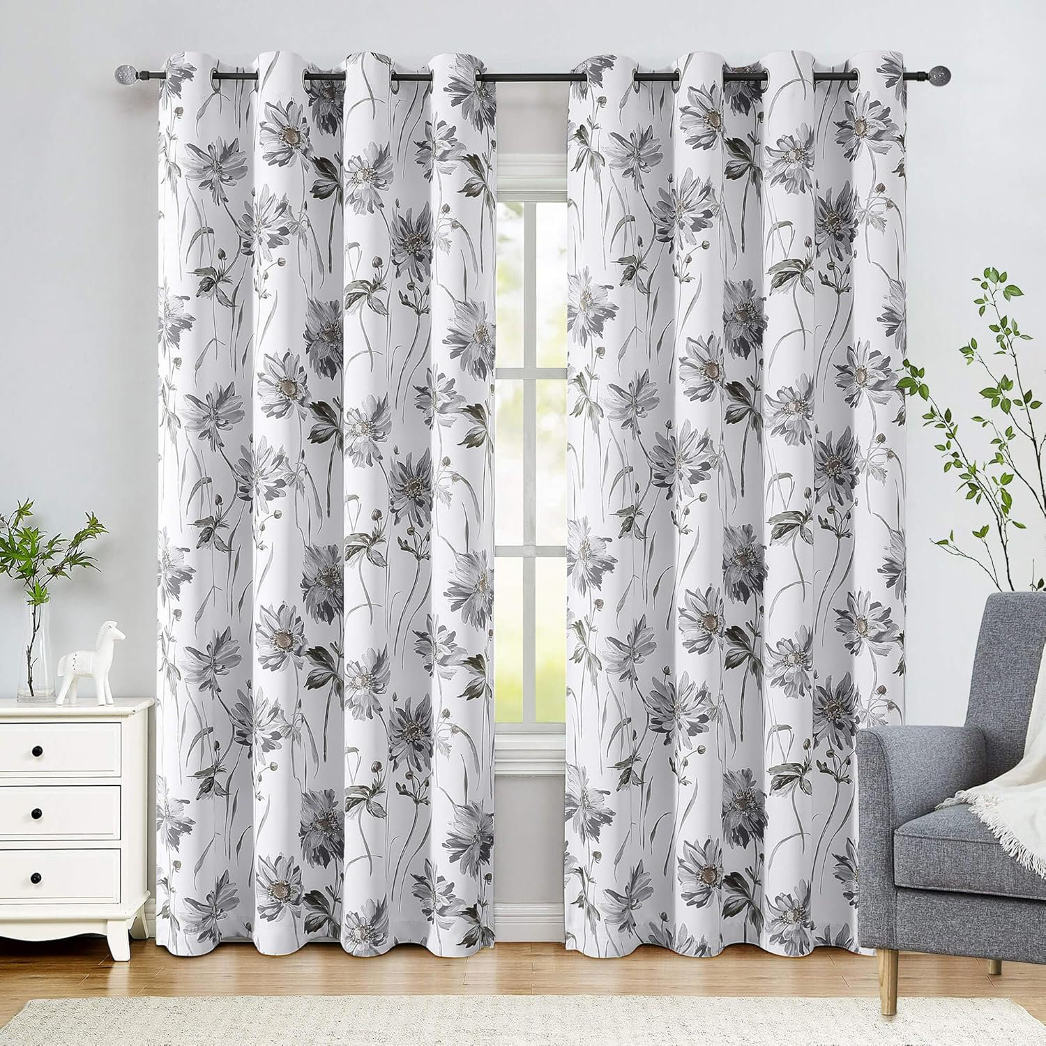 Winston Porter Floral Complete Blackout Curtains For Country Bedroom ...