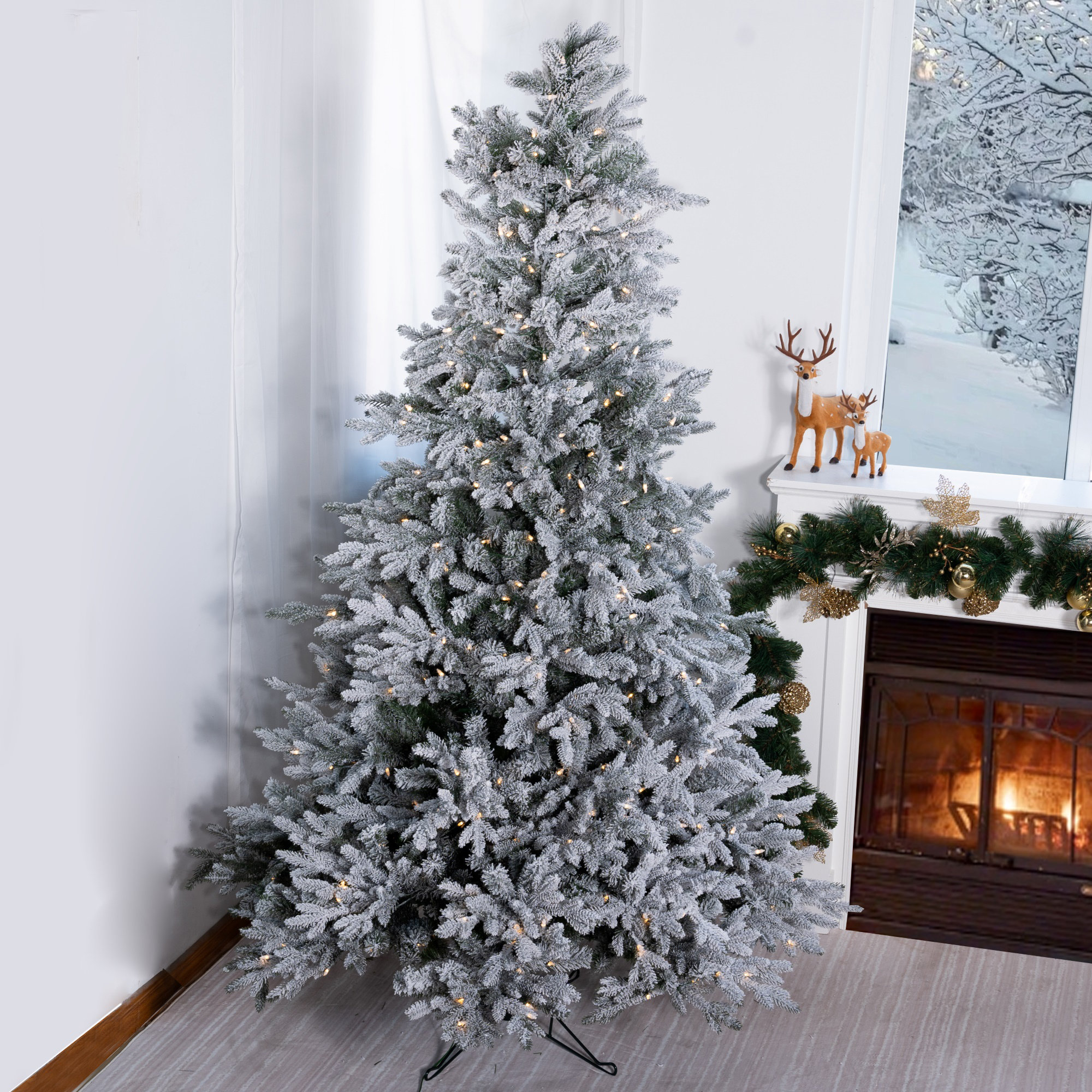 Abrihome 7Ft Pre-Lit Finland Fir Artificial Christmas Tree | Dual ...