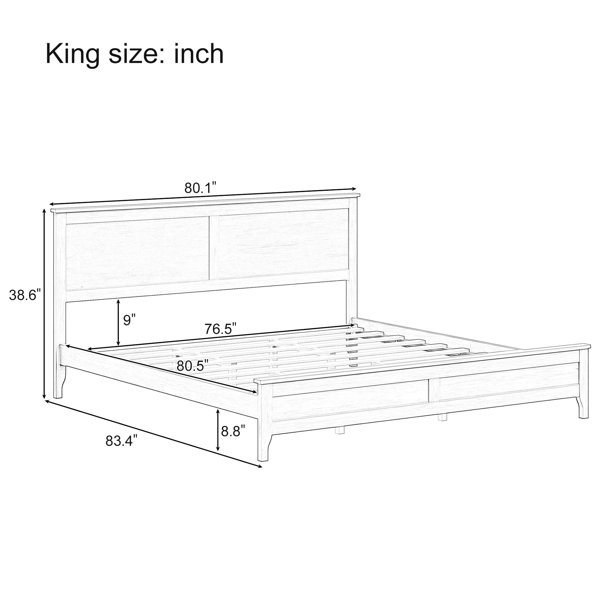 Alwyn Home Elegant White Pine Wood Platform Bed, Simple Design, High ...