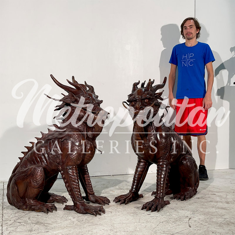 Metropolitan Galleries Bronze Foo Dragon Sculpture Pair | Wayfair