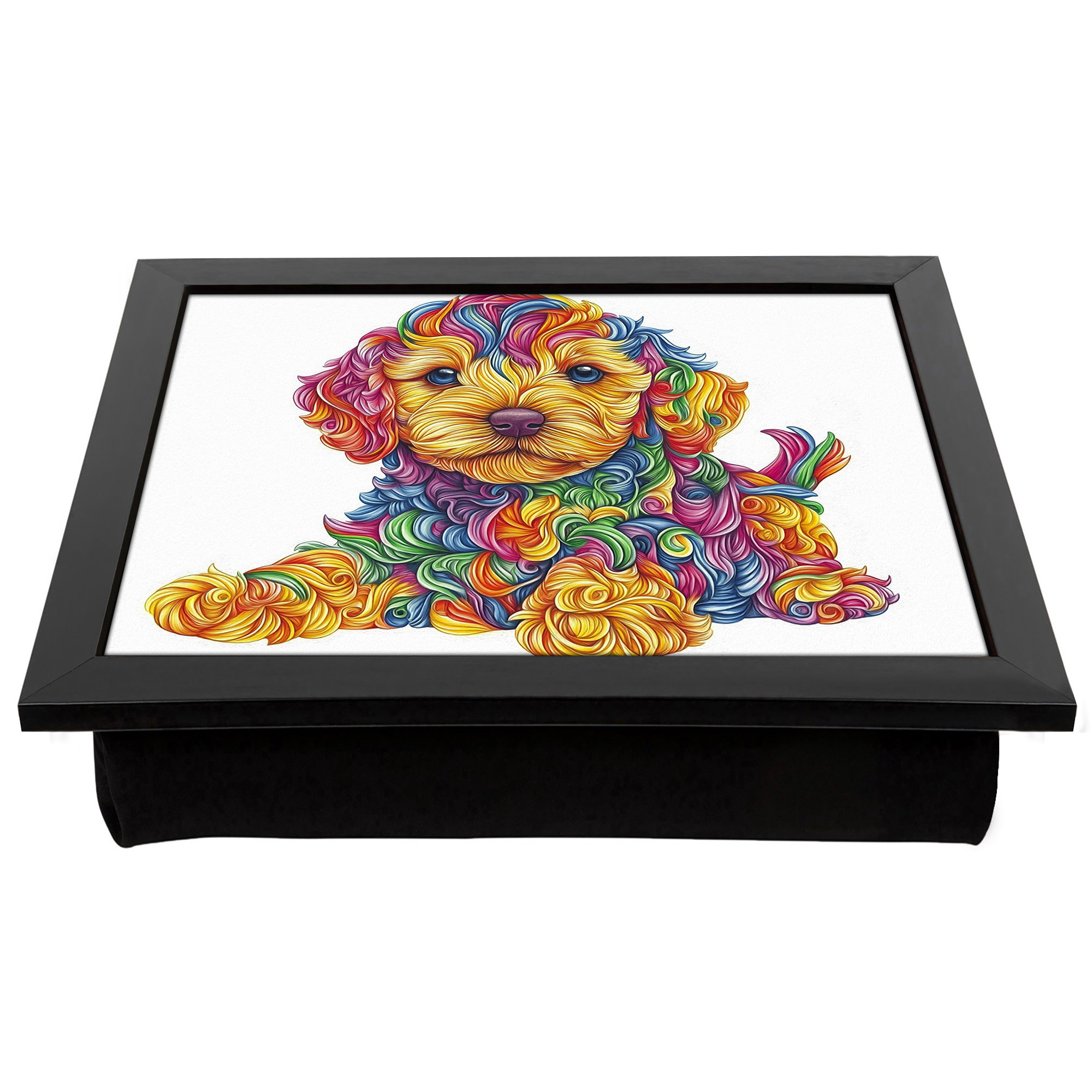 17 Stories Labradoodle Artwork Dog Lap Tray with Cushion | Wayfair.ie