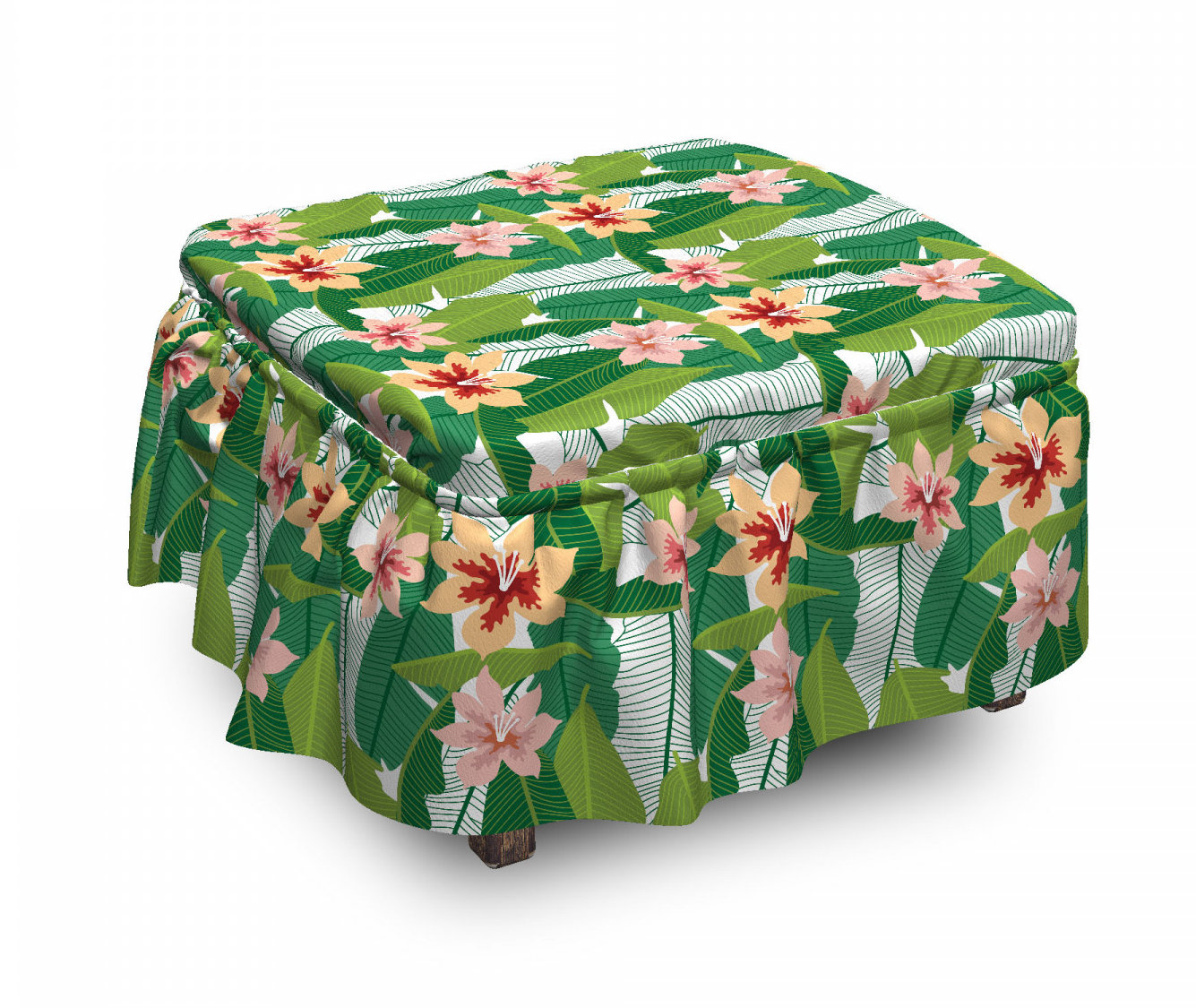 East Urban Home Exotic Hawaiian Botanic Ottoman Slipcover | Wayfair