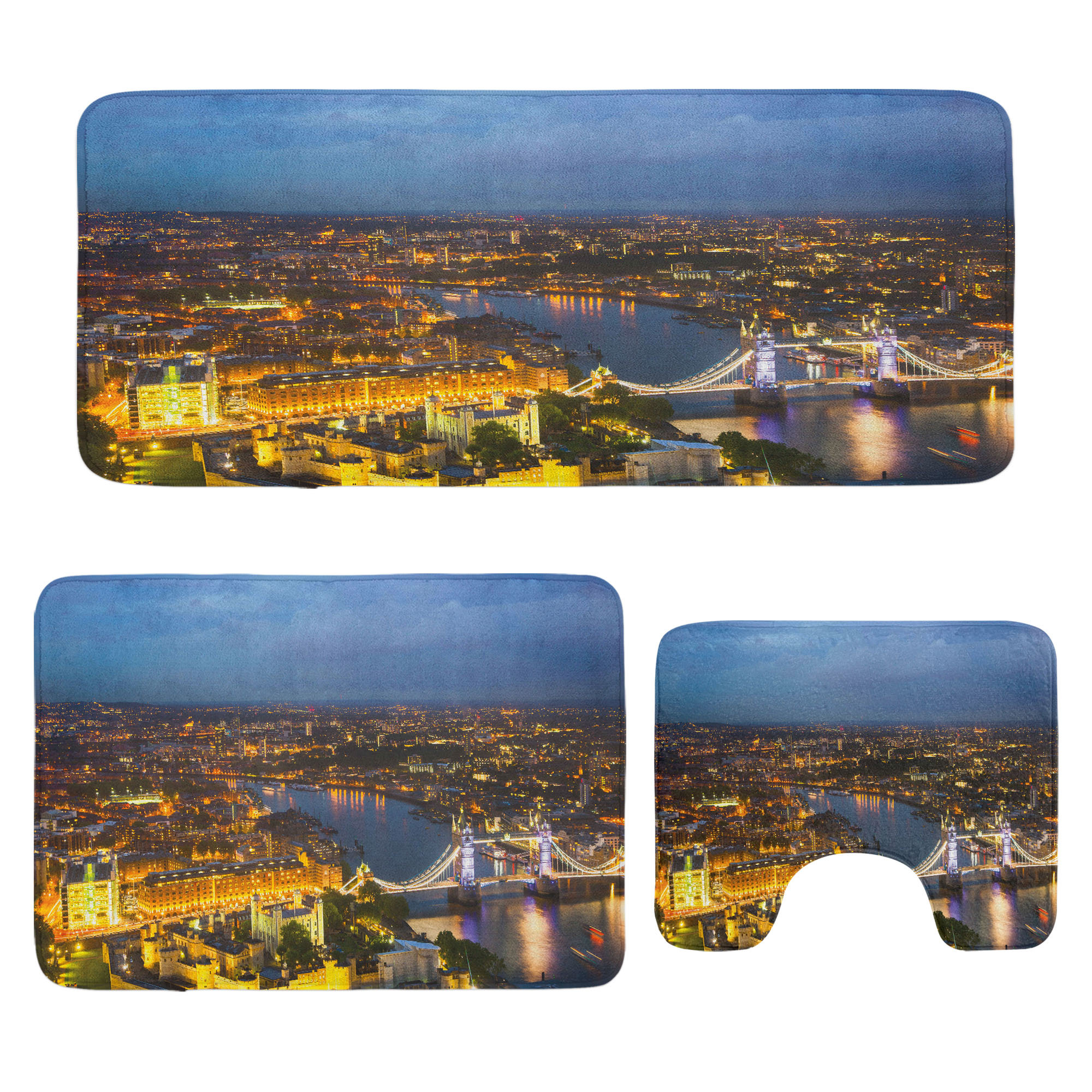 East Urban Home Modern Bathroom Rug Set 3 Pieces U-Shape & Rectangle ...