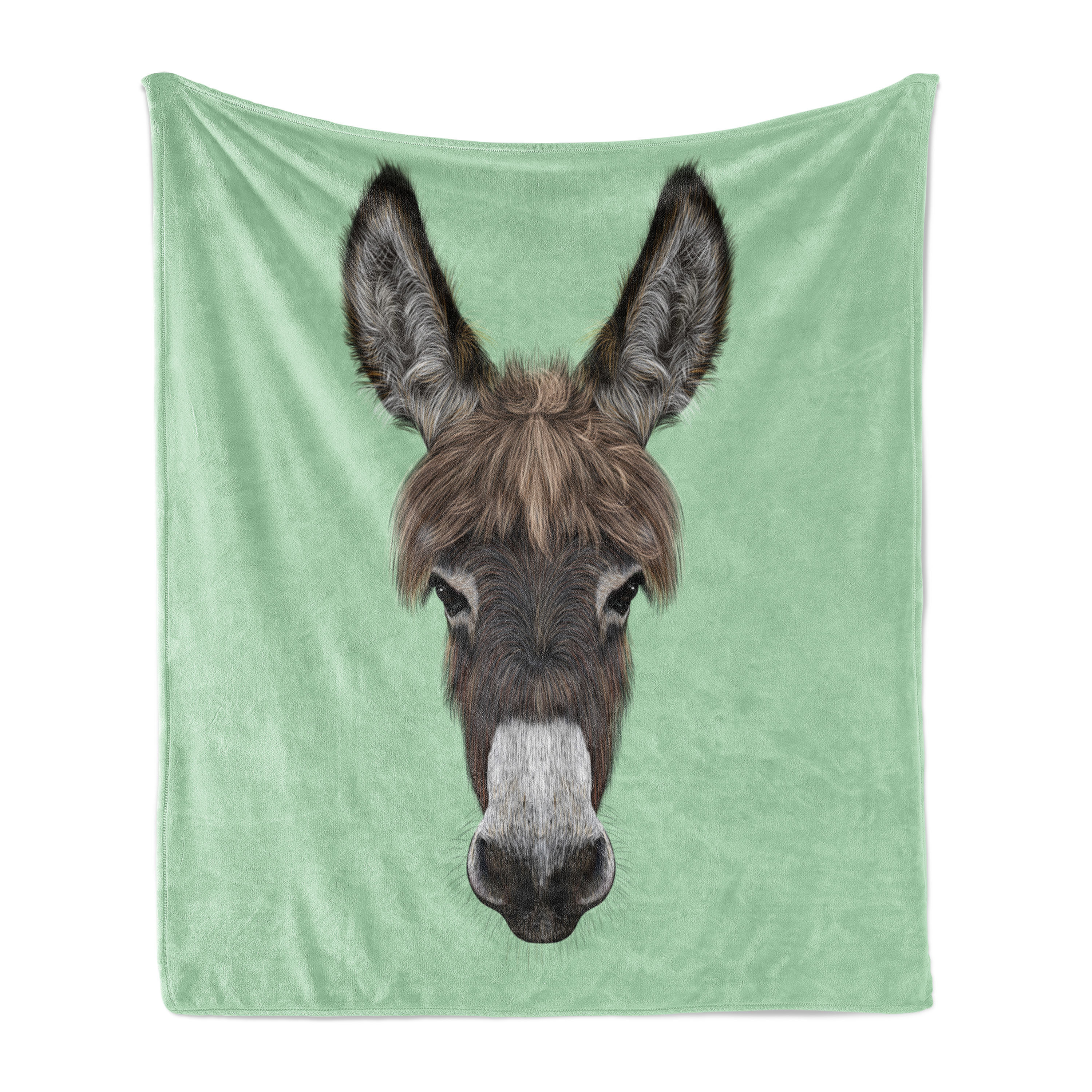 Ambesonne Donkey Fleece Throw Blanket Illustrated Animal Portrait ...