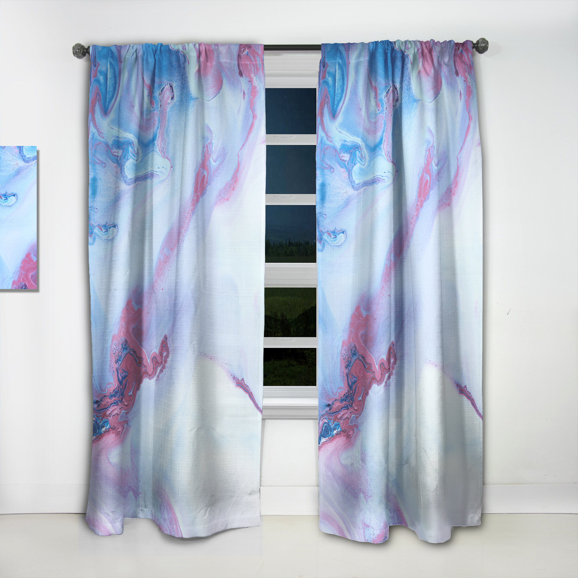 Design Art Liquid Art I Linen Abstract Semi-Sheer Thermal Rod Pocket ...