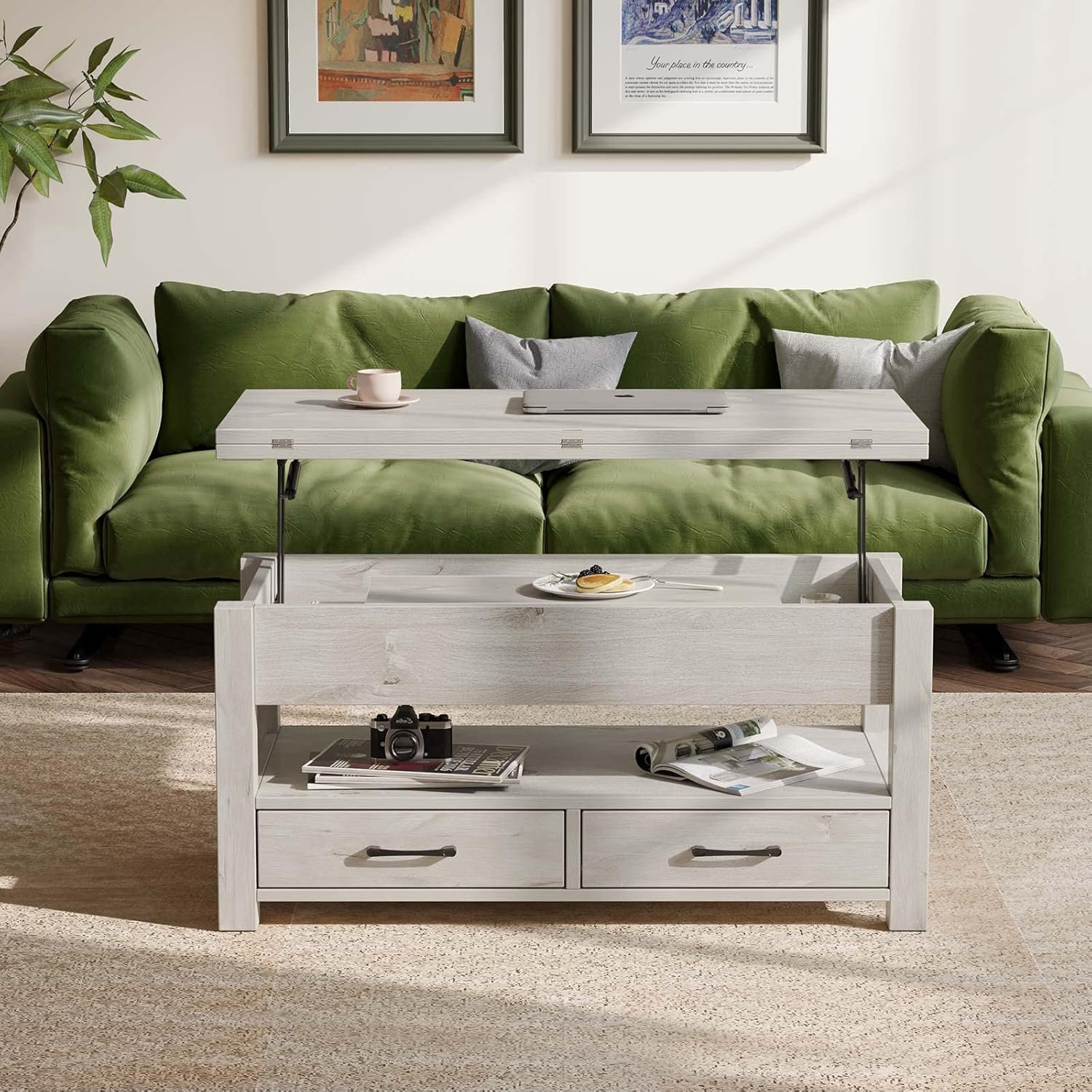 Latitude Run® Coffee Table Lift Top, Multi-Function Convertible Coffee ...
