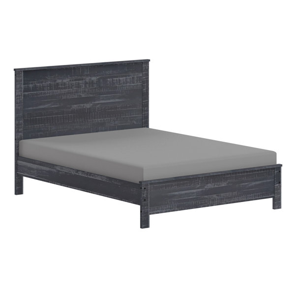Union Rustic Albany Solid Wood Bed Frame with Headboard, Heavy Duty ...