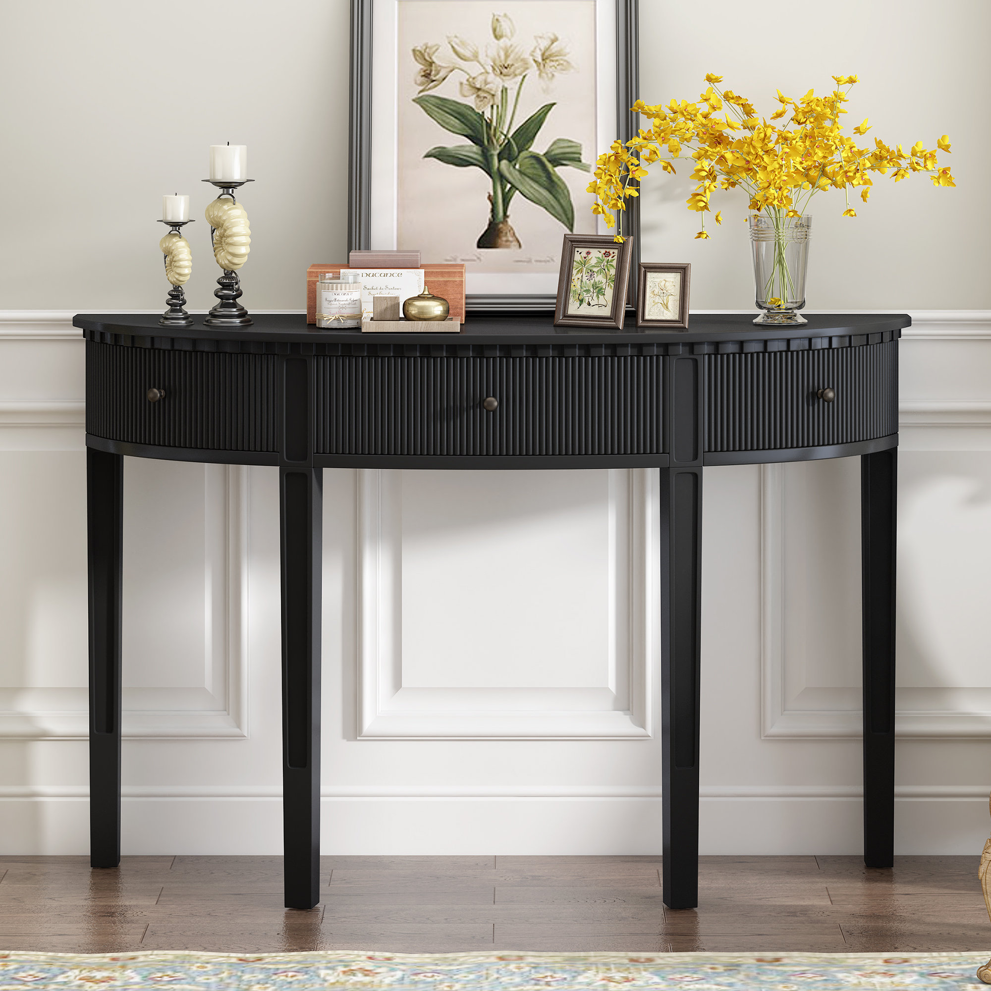 Latitude Run® U-Style Distinctive Features Of Pine Veneer Console Table ...