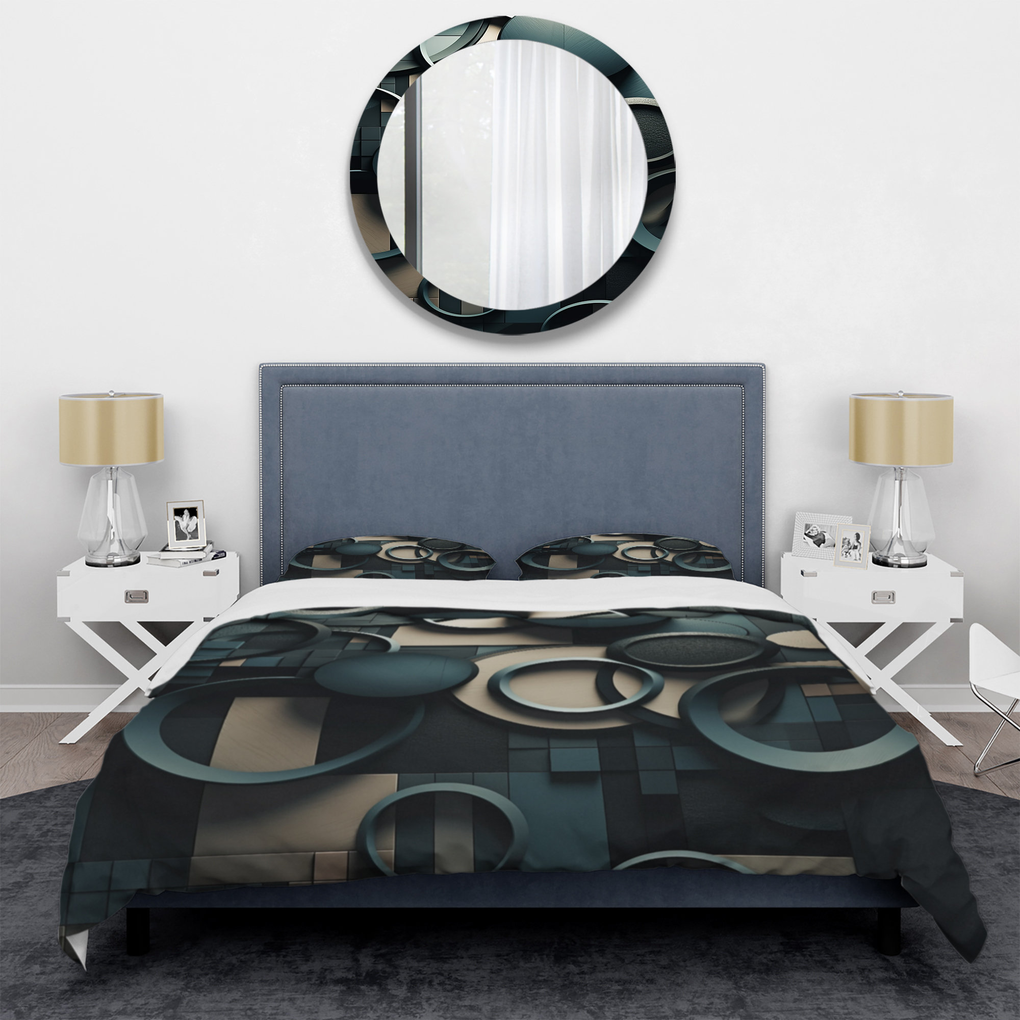 Design Art Teal Fragmented Forms - Cubism Duvet Cover Set - Wayfair Canada