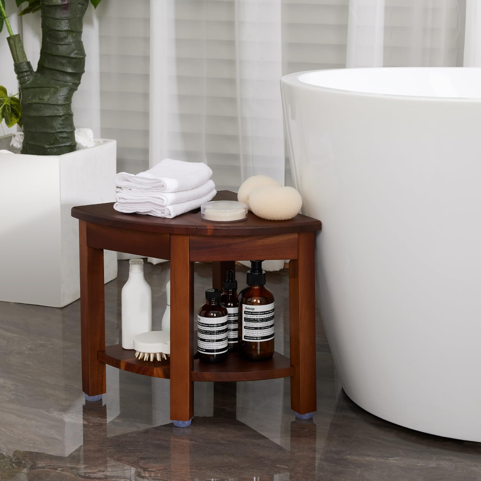Red Barrel Studio Corner Shower Bench With Shelf, Corner Shower Stool ...